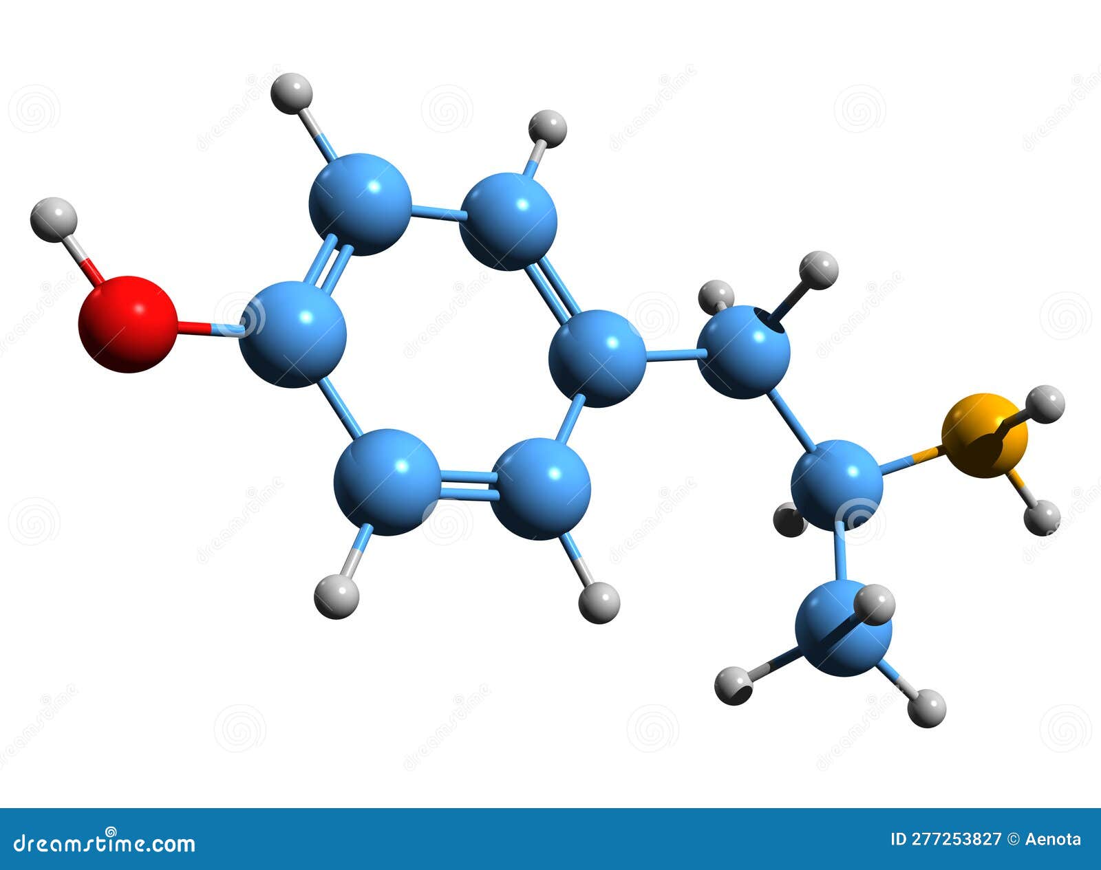 3D Image of 4-Hydroxyamphetamine Skeletal Formula Stock Illustration ...