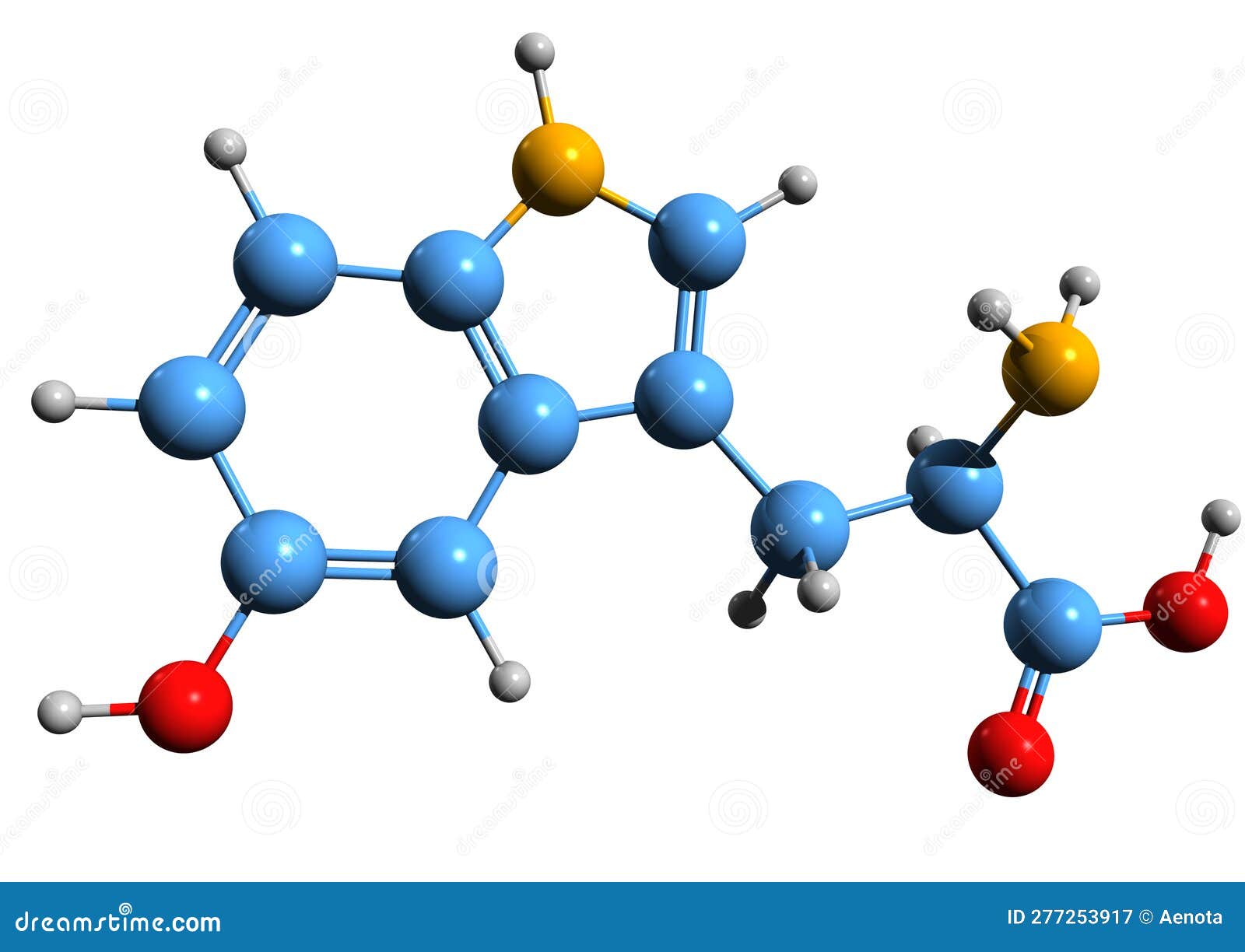 3D Image of 5-Hydroxytryptophan Skeletal Formula Stock Illustration ...