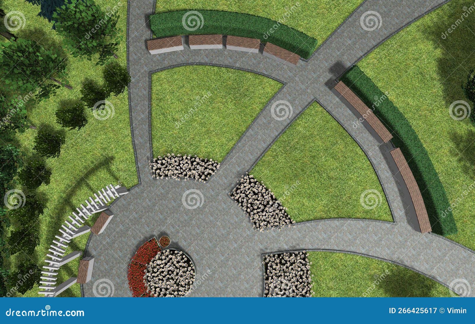 3d Image of the Landscape Design of the City Square. Stock Illustration ...