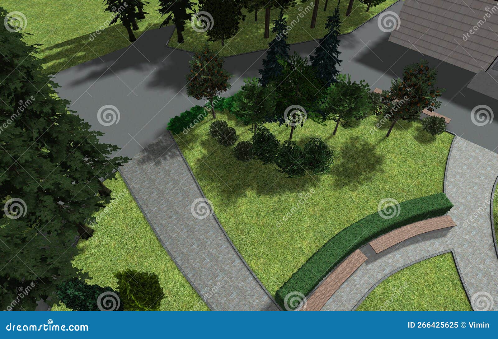 3d Image of the Landscape Design of the City Square. Stock Illustration ...
