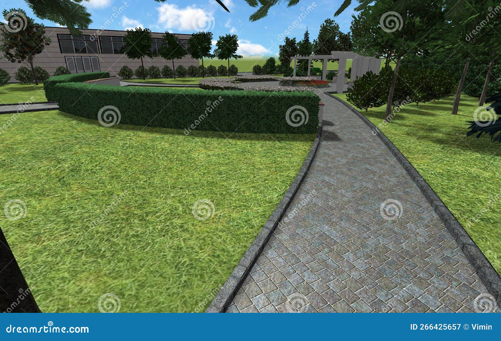 3d Image of the Landscape Design of the City Square. Stock Illustration ...