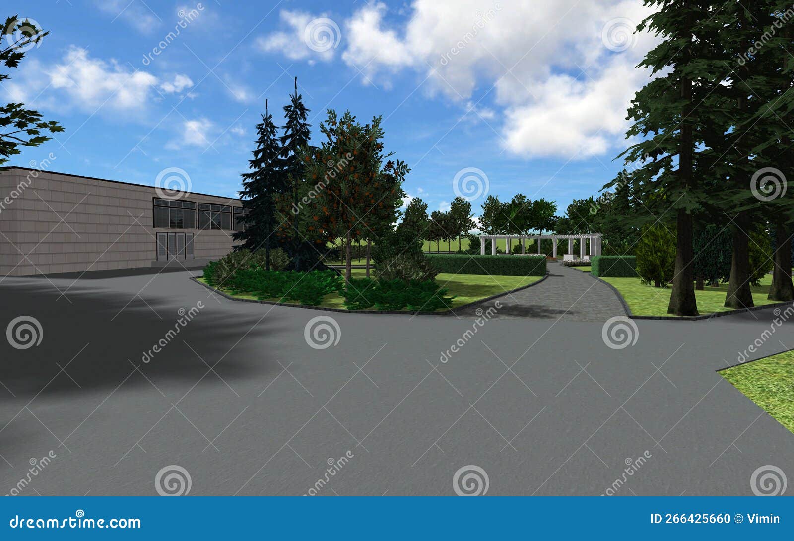 3d Image of the Landscape Design of the City Square. Stock Illustration ...