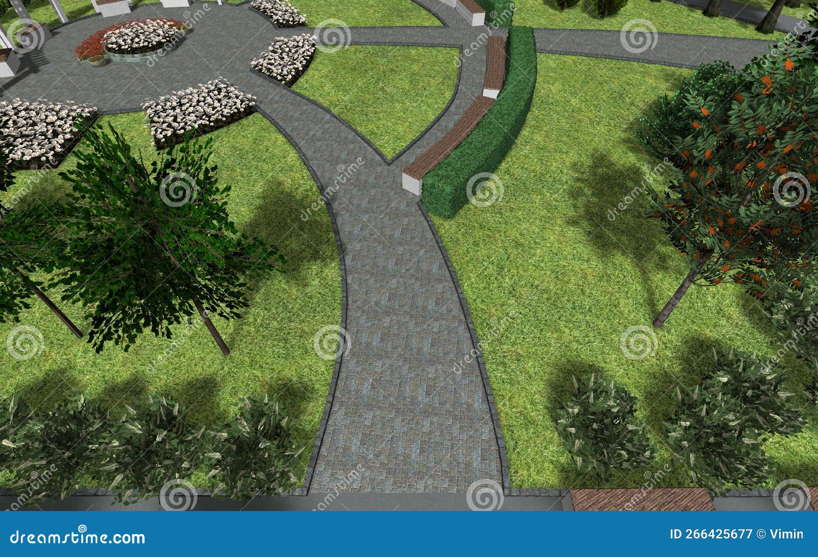 3d Image of the Landscape Design of the City Square. Stock Illustration ...