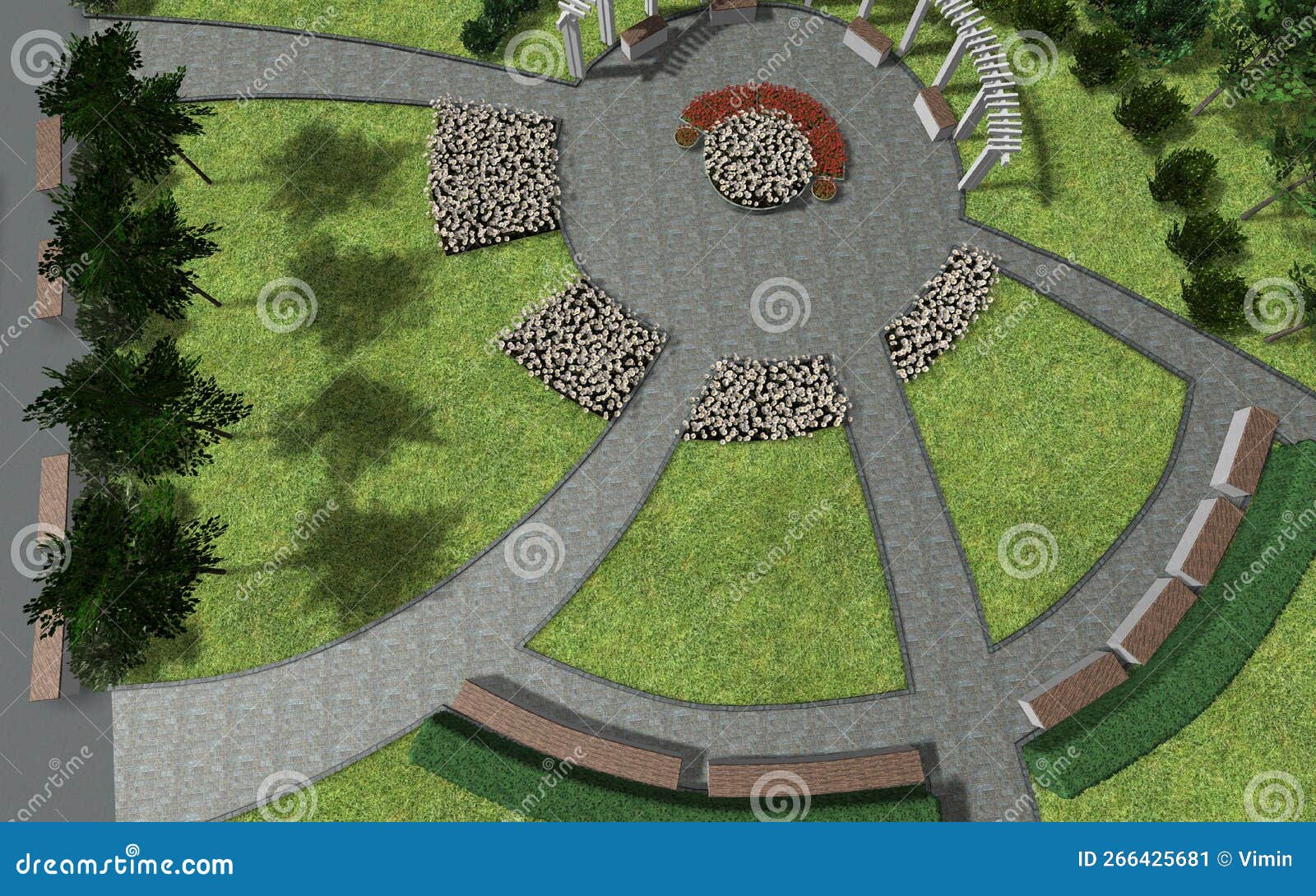 3d Image of the Landscape Design of the City Square. Stock Illustration ...
