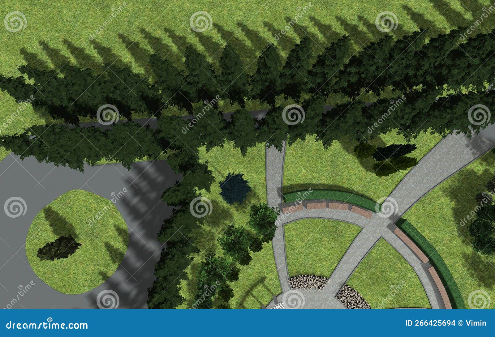 3d Image of the Landscape Design of the City Square. Stock Illustration ...