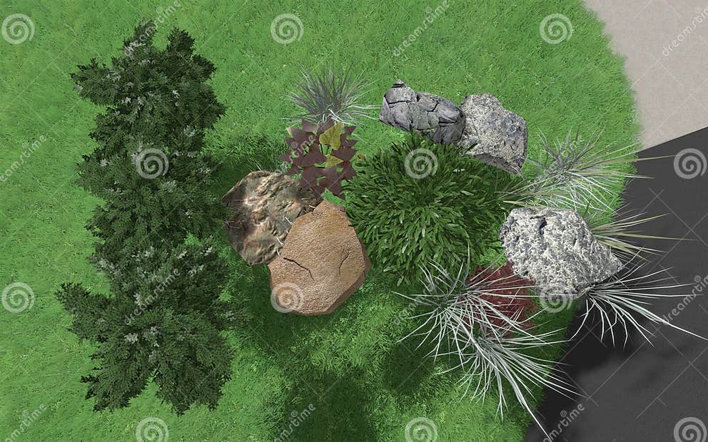 3d Image of Landscape Design of a Park Area. Landscape Planning of the ...