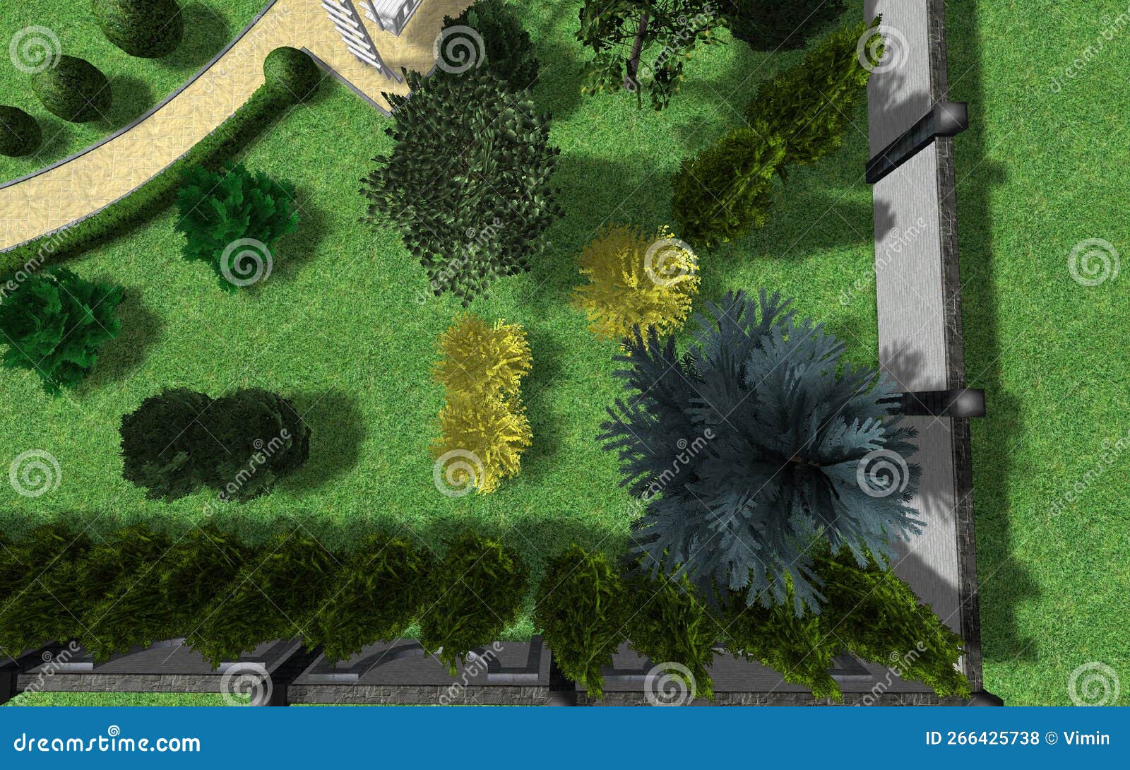 3d Image of Landscape Design of a Personal Plot. Stock Illustration ...