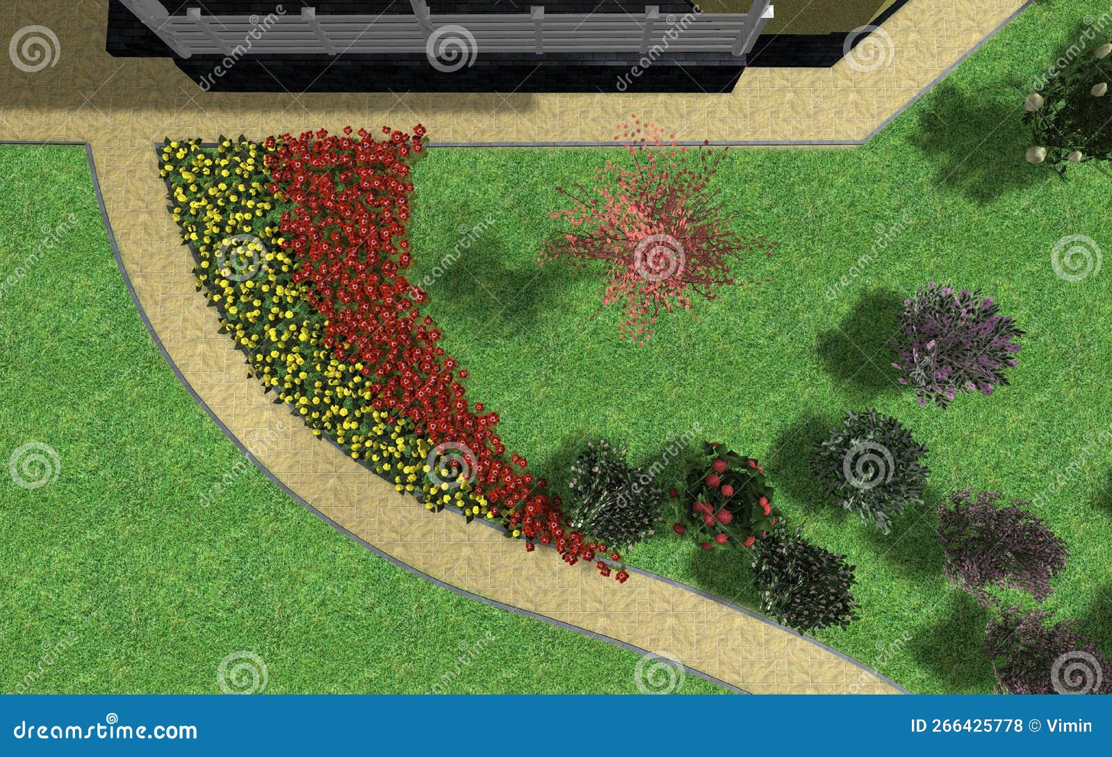 3d Image of Landscape Design of a Personal Plot. Stock Illustration ...