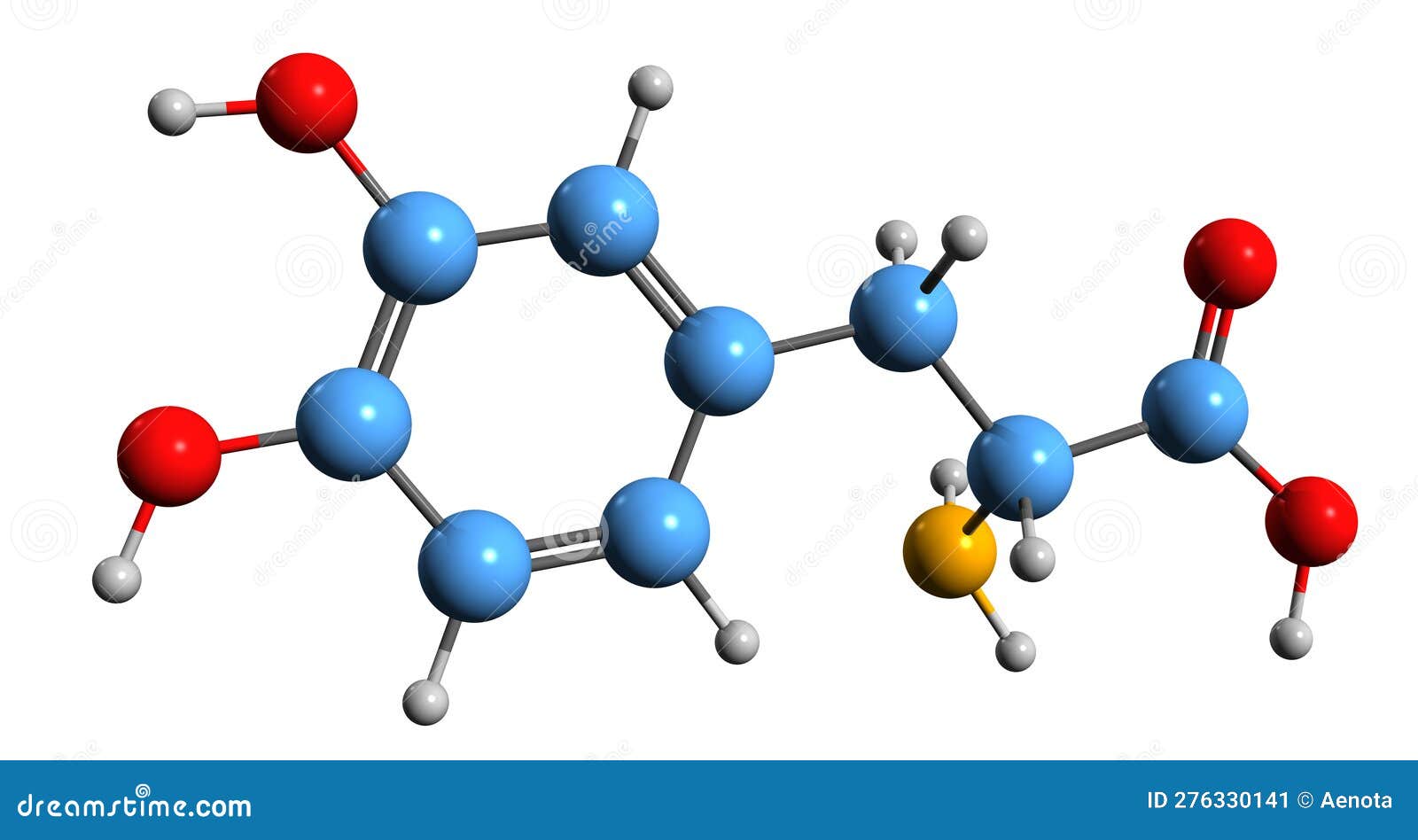 3D Image of Levodopa Skeletal Formula Stock Illustration - Illustration ...