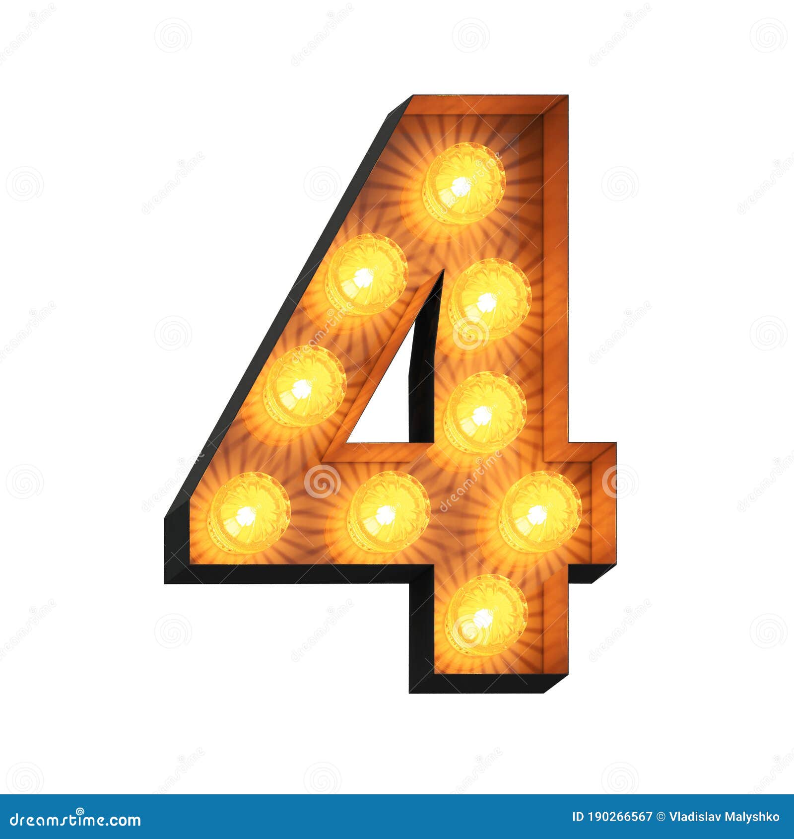 3d Image of Marquee Number Four Stock Illustration - Illustration of ...
