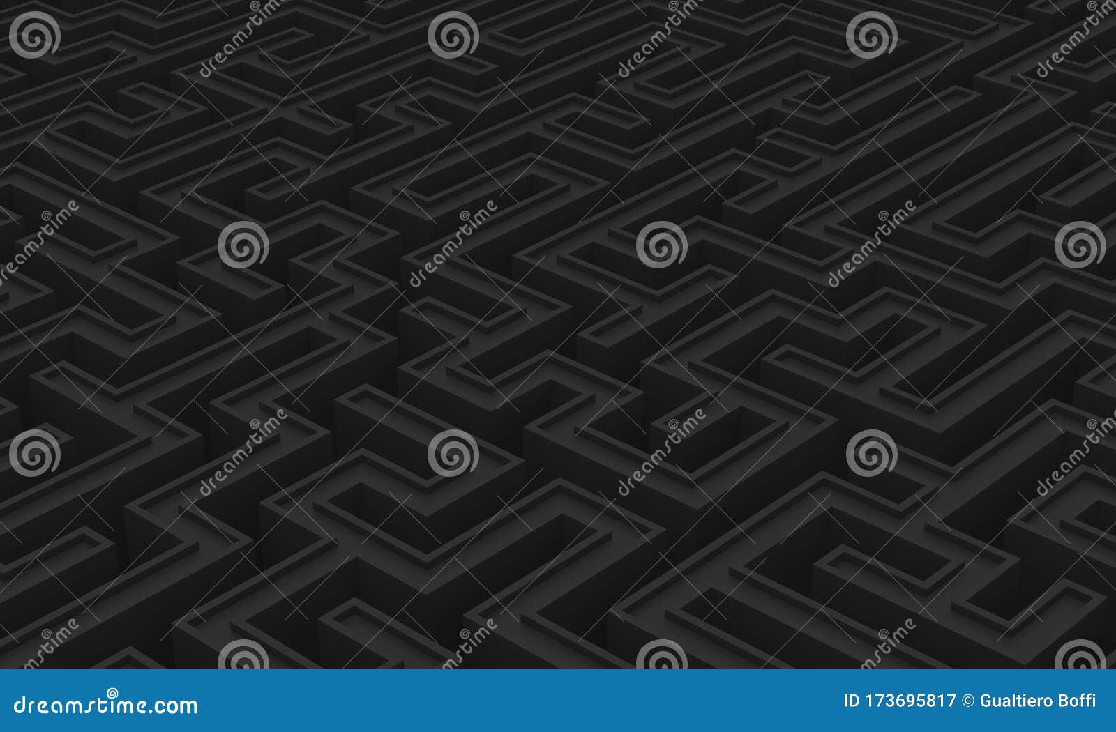 3d Image of a Maze in Black Shades Stock Illustration - Illustration of ...