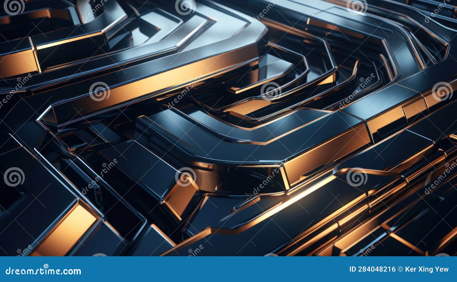 A 3d Image of a Maze of Metal Stock Illustration - Illustration of ...