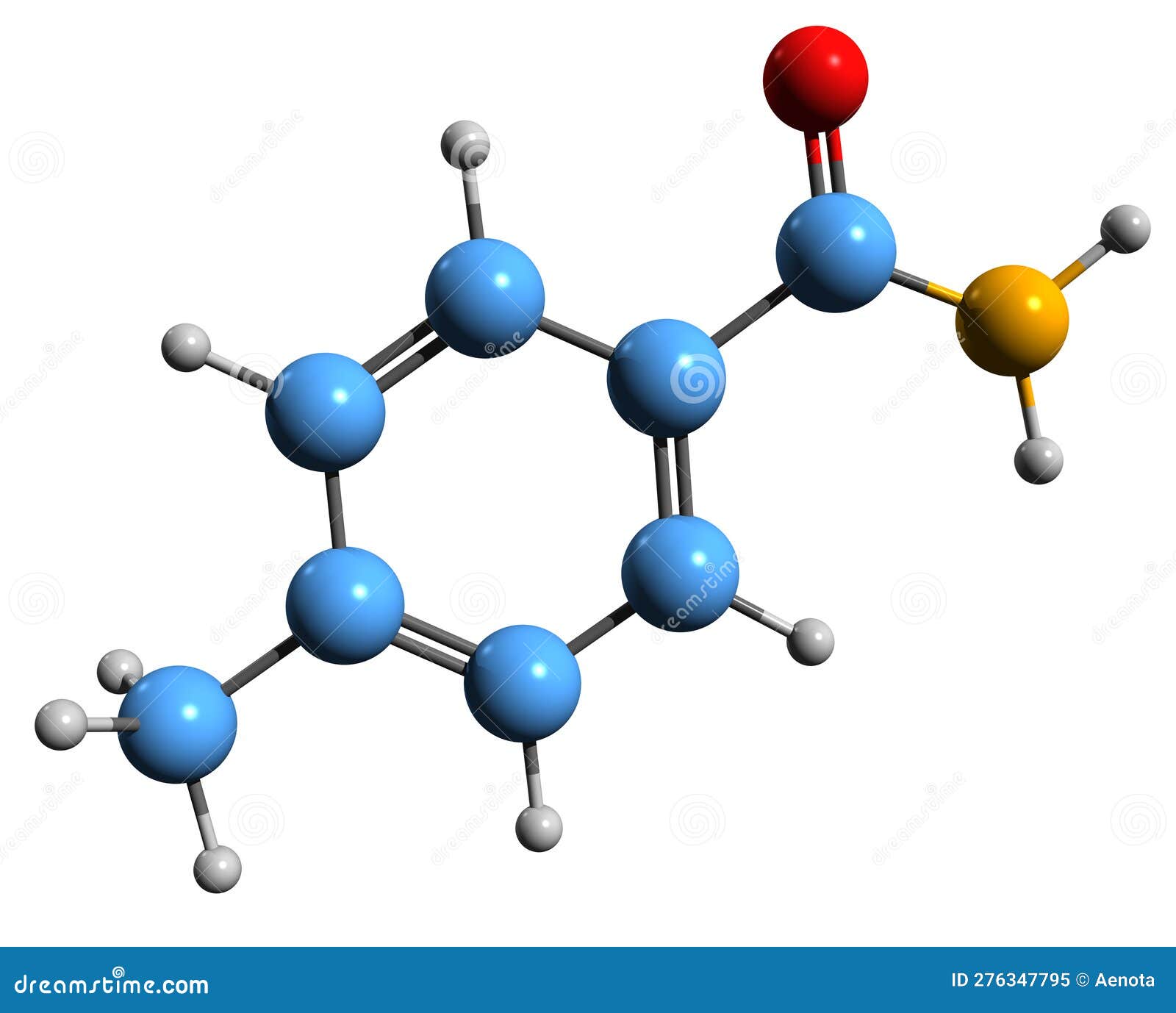 3D Image of 4-Methylbenzamide Skeletal Formula Stock Illustration ...