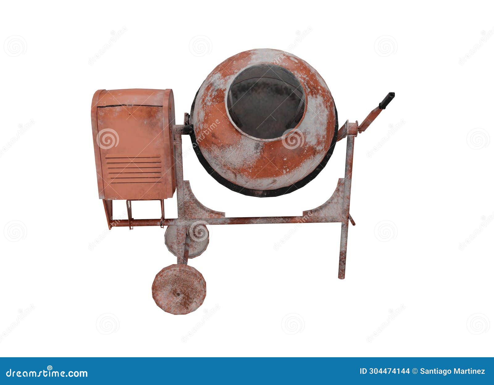3d Rendering Old Manual Concrete Mixer with Motor Stock Illustration ...