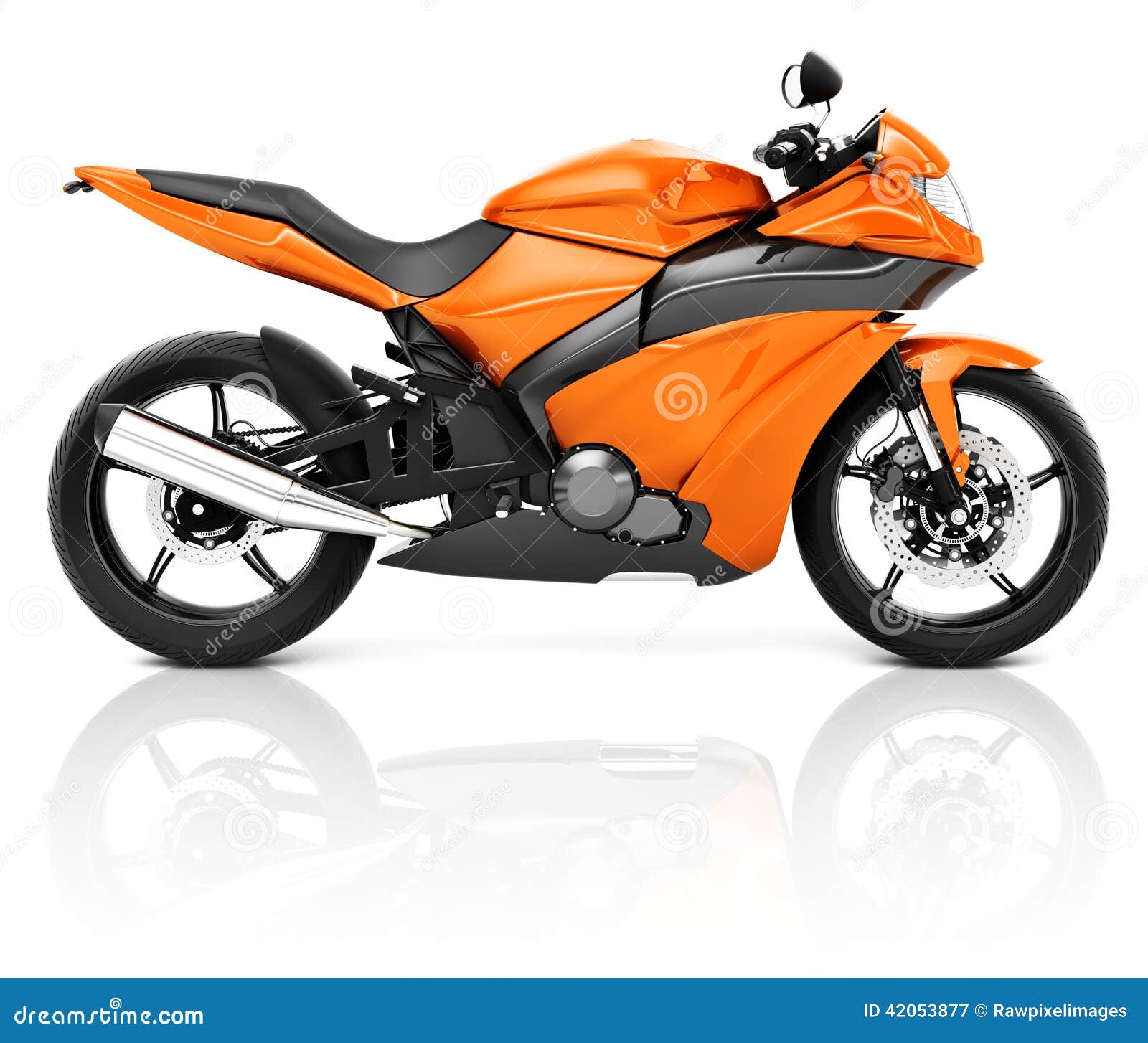 3D Image of an Orange Modern Motorbike Stock Illustration ...