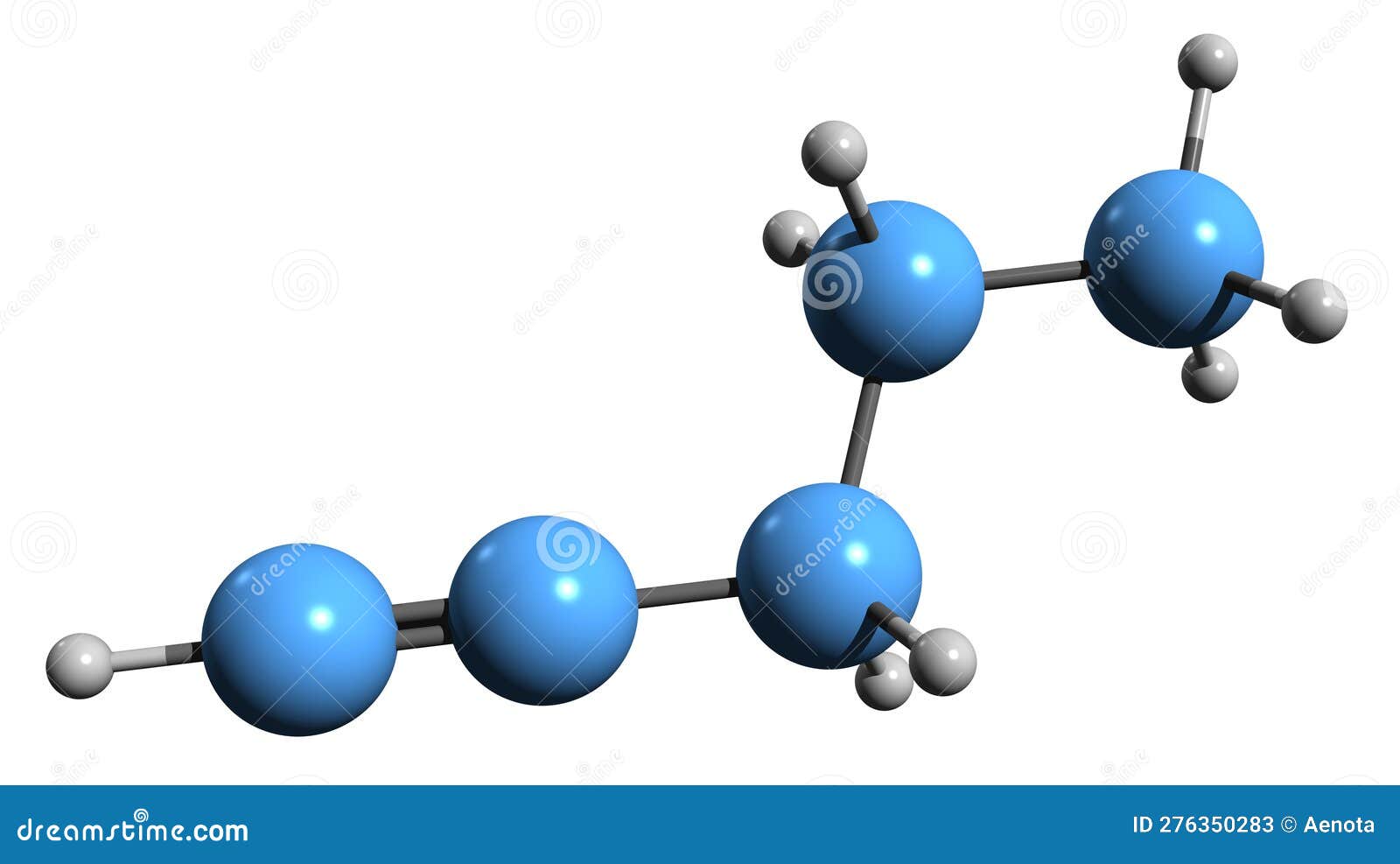 3D Image of 1-Pentyne Skeletal Formula Stock Illustration ...