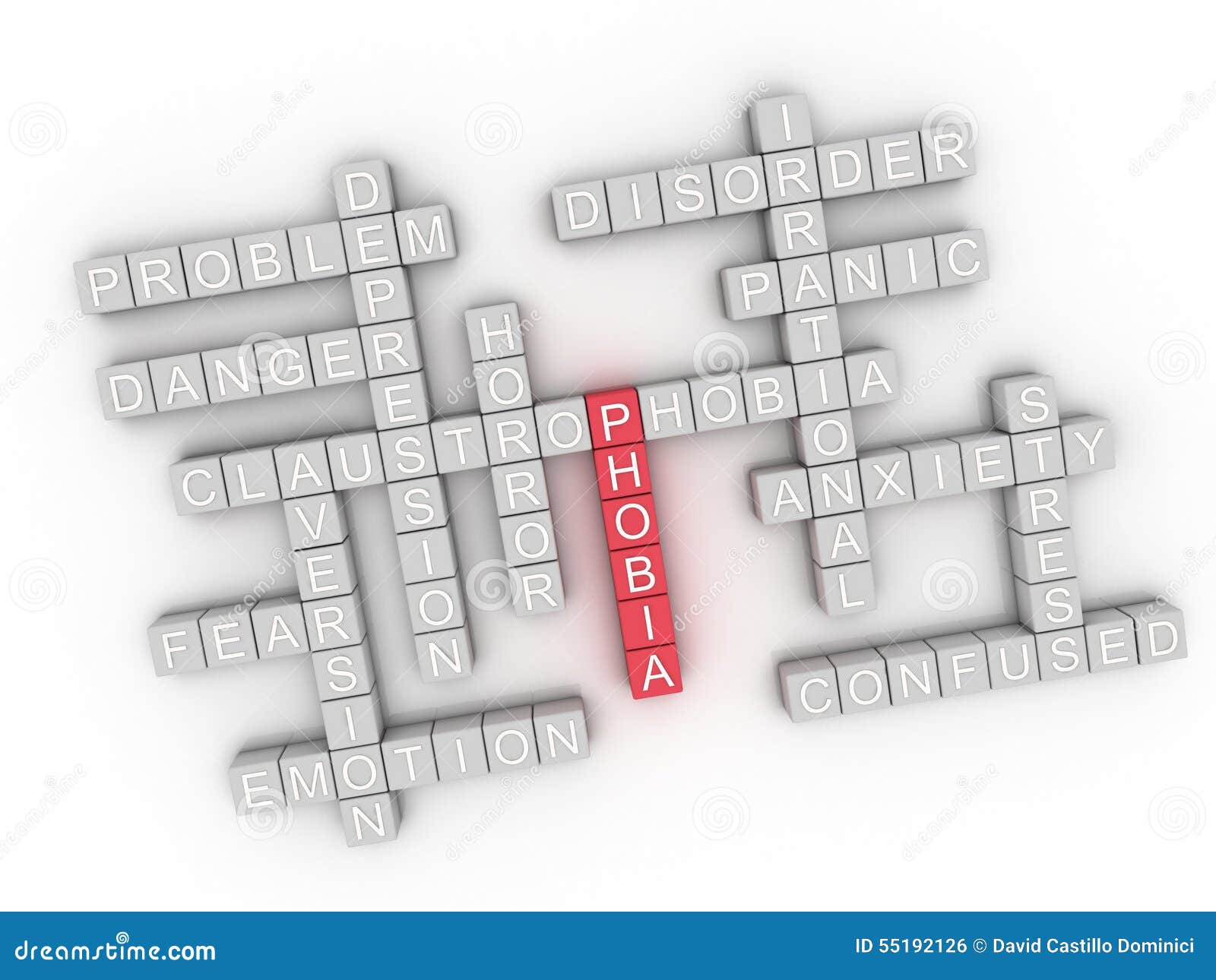 3d Image Phobia Issues Concept Word Cloud Background Stock Illustration ...