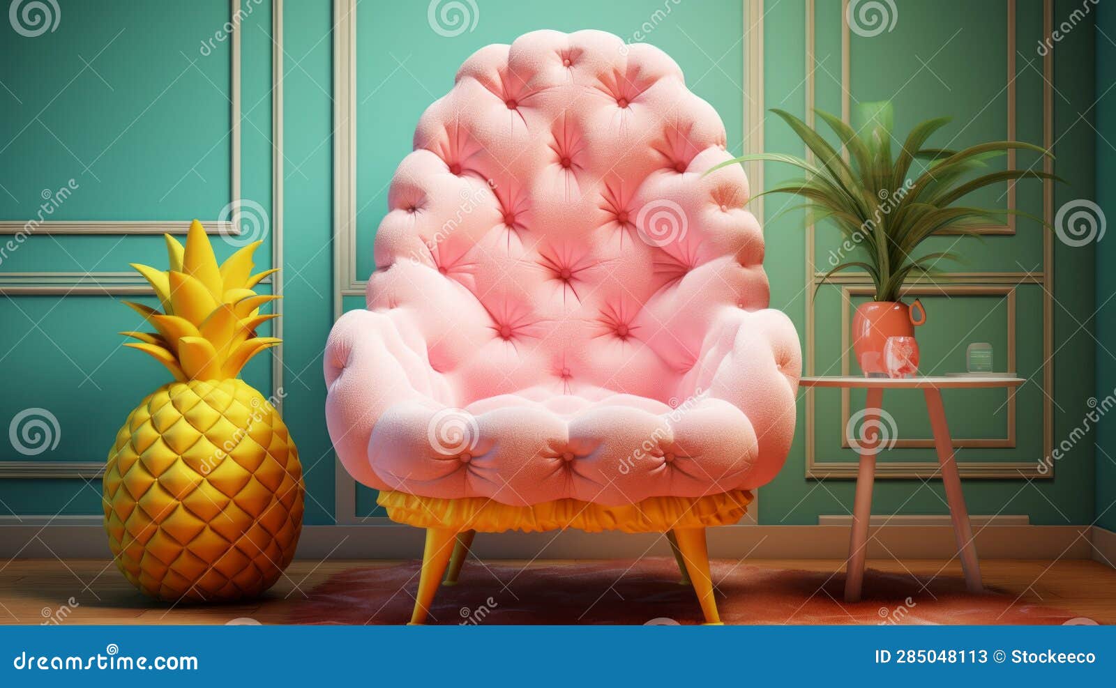 Charming 3d Pineapple Chair With Vibrant Exaggeration And Thick Texture ...