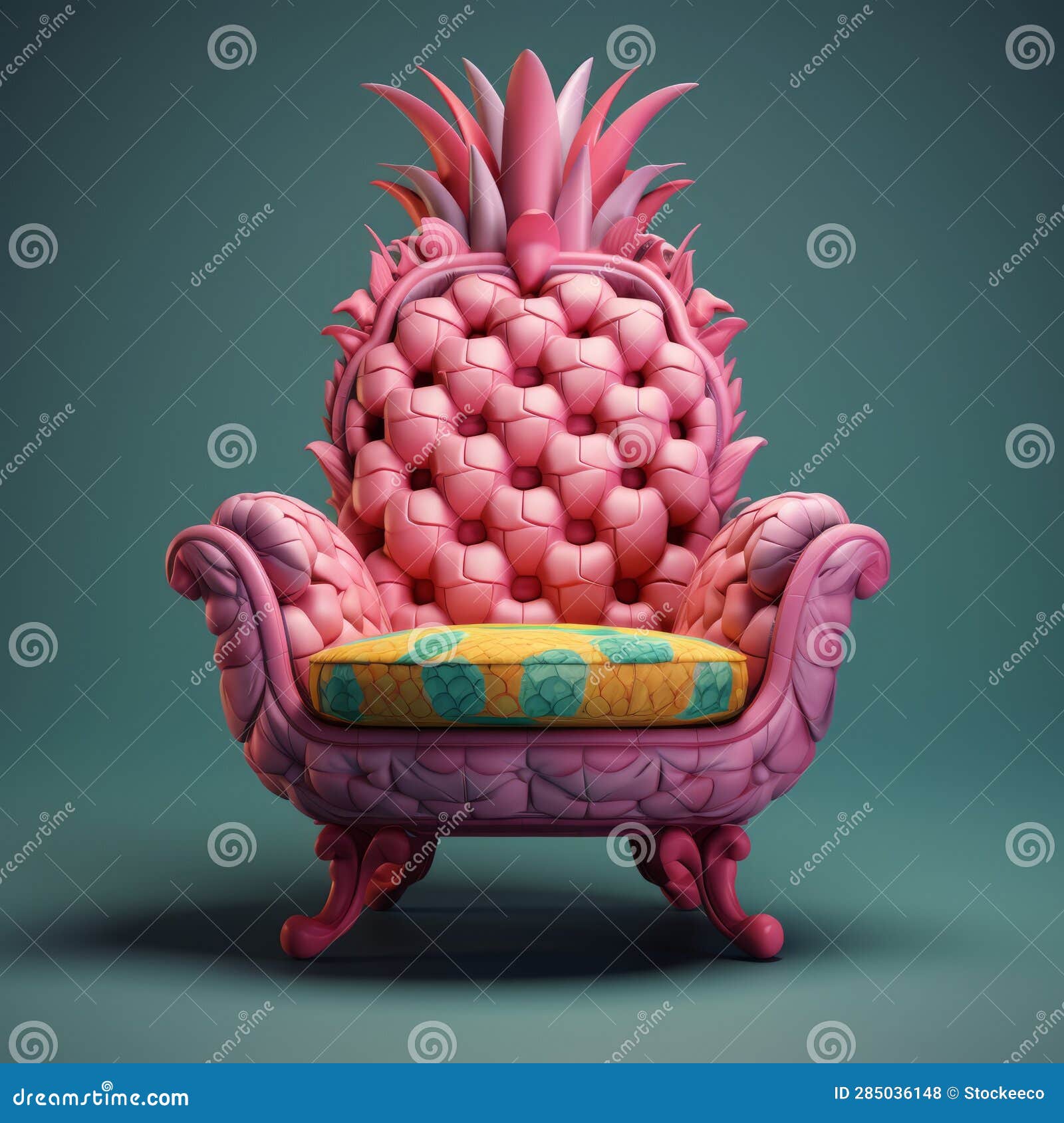Charming 3d Pineapple Chair with Vibrant Exaggeration and Thick Texture ...