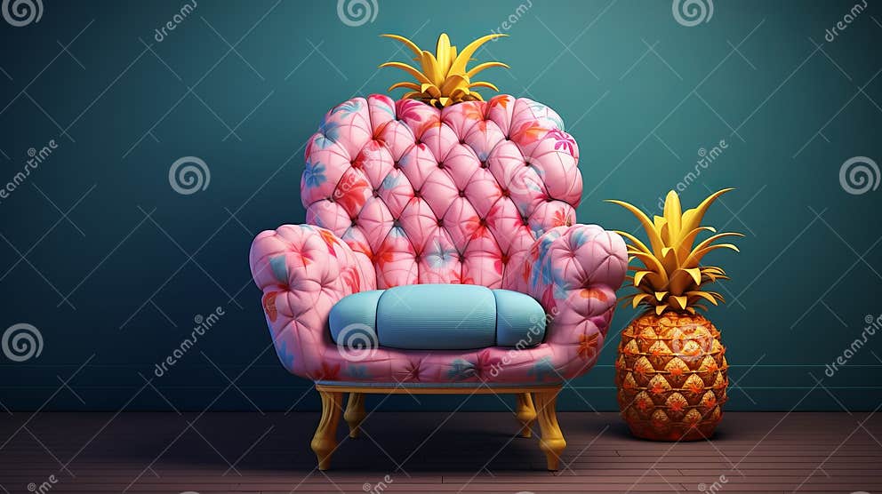 Charming 3d Pineapple Chair with Vibrant Exaggeration and Thick Texture ...