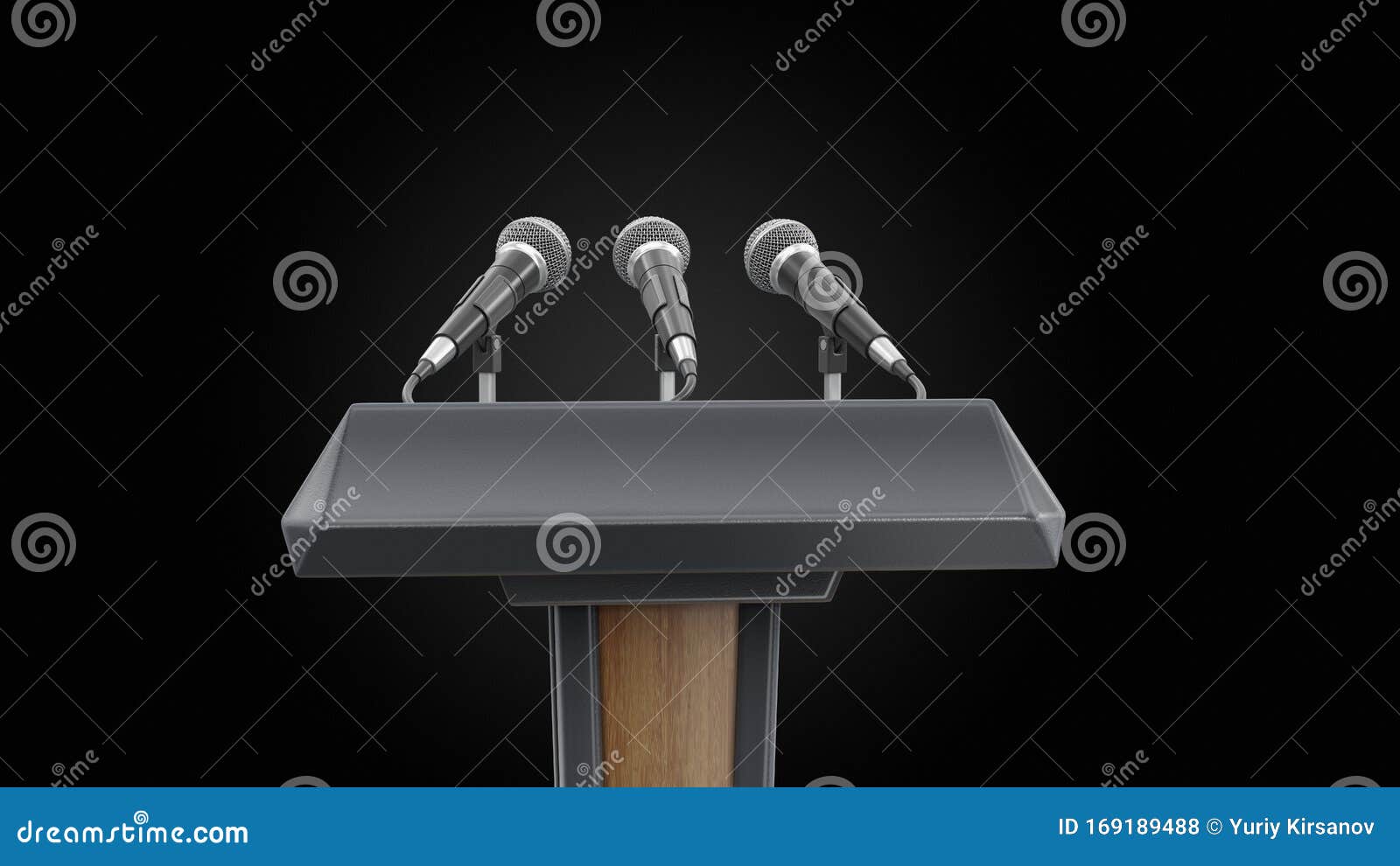 Podium Lectern with Microphones Stock Illustration - Illustration of ...