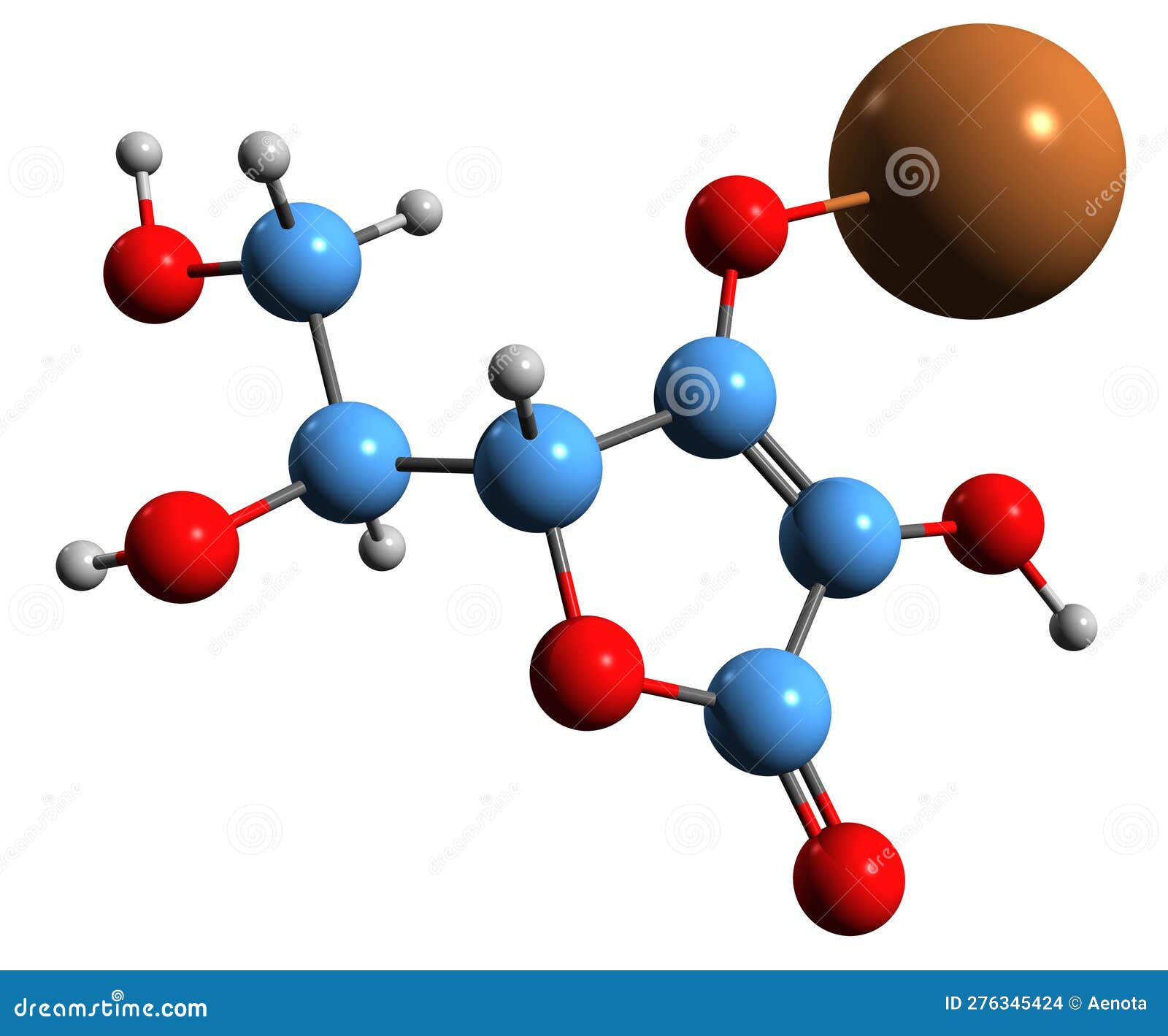 3D Image of Potassium Ascorbate Skeletal Formula Stock Illustration ...