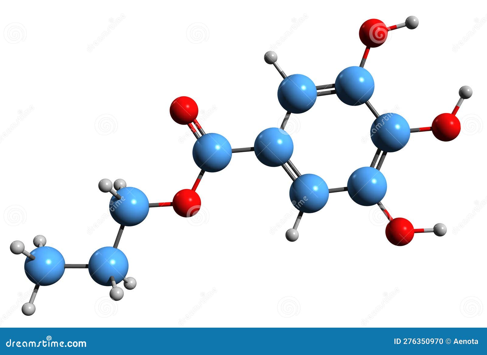 3D Image of Propyl Gallate Skeletal Formula Stock Illustration ...
