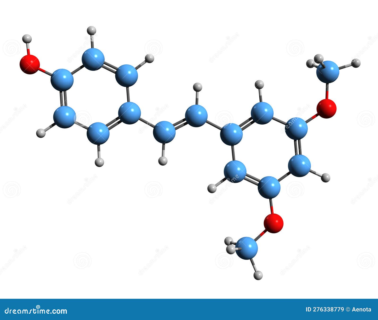 Pterostilbene Molecular Structure 3d, Flat Model, Stilbenoid ...