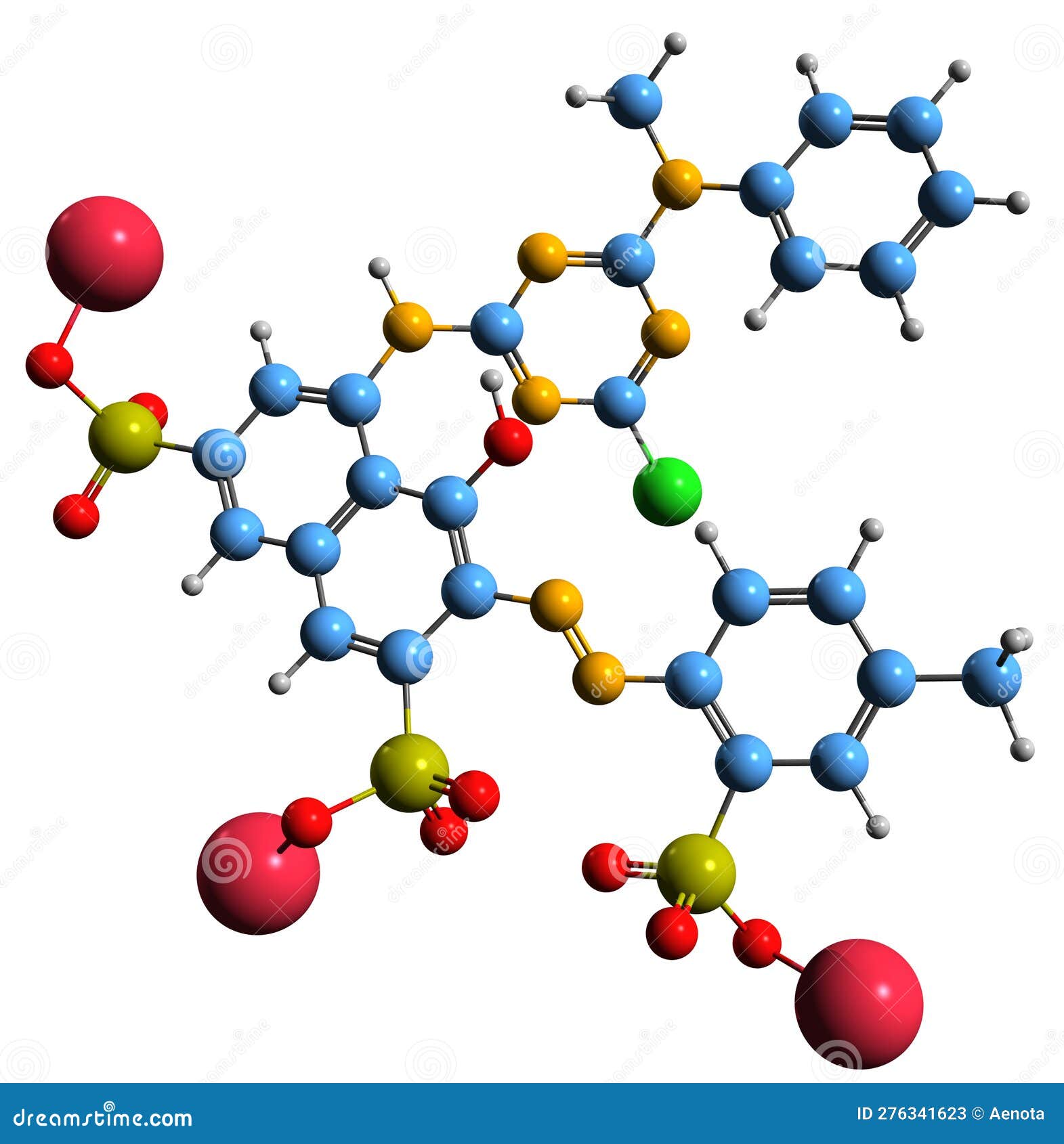 3D Image of Reactive Bright Red 6C Skeletal Formula Stock Illustration ...