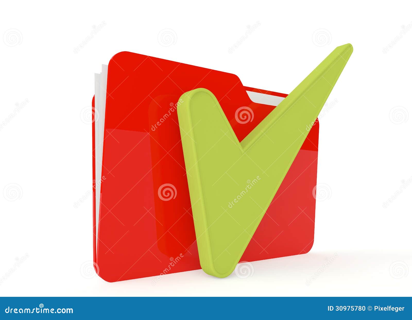 3d Image of Red File Folder with a Right Sign Stock Illustration ...