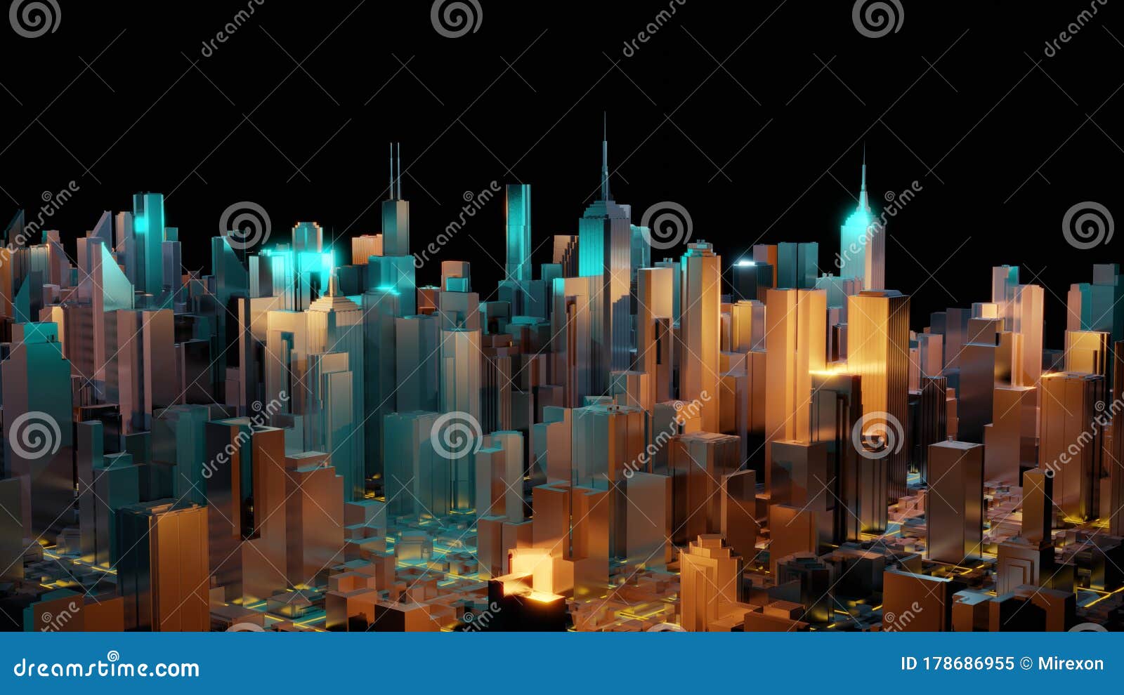 3D Image Render, Aerial View of Cityscape Background. 3d Rendering ...