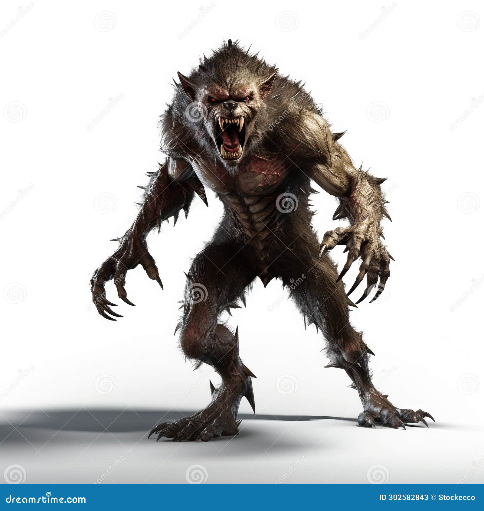 Darkly Detailed Werewolf on White Background - Mythological References ...
