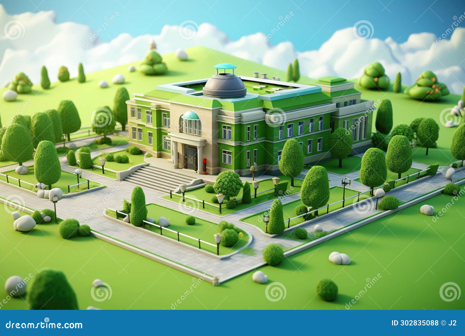 3d Image of School, Campus, University, Educational Institution, Green ...