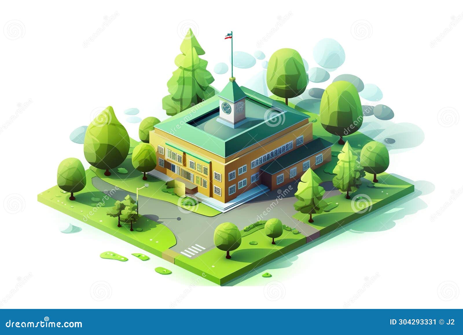 3d Image of School, Campus, University, Educational Institution, Green ...