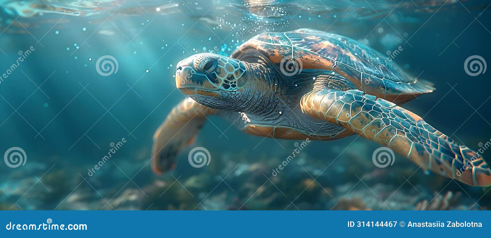 Concept Underwater, Sea Turtle, 3D Modeling, Red 3D Image of a Sea ...