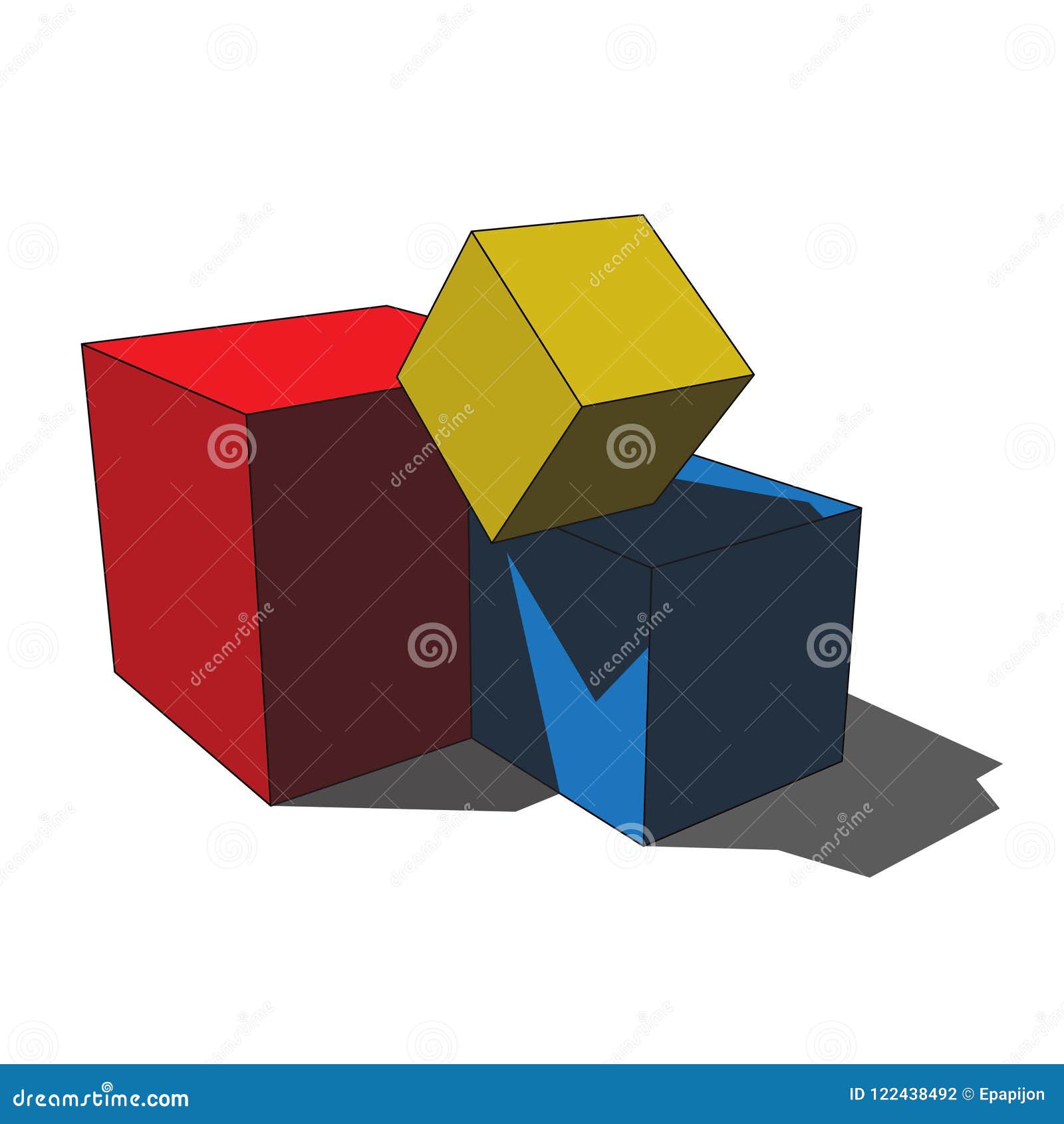 3D Image - Simple Colored Scattered Box Cubes Stock Vector ...