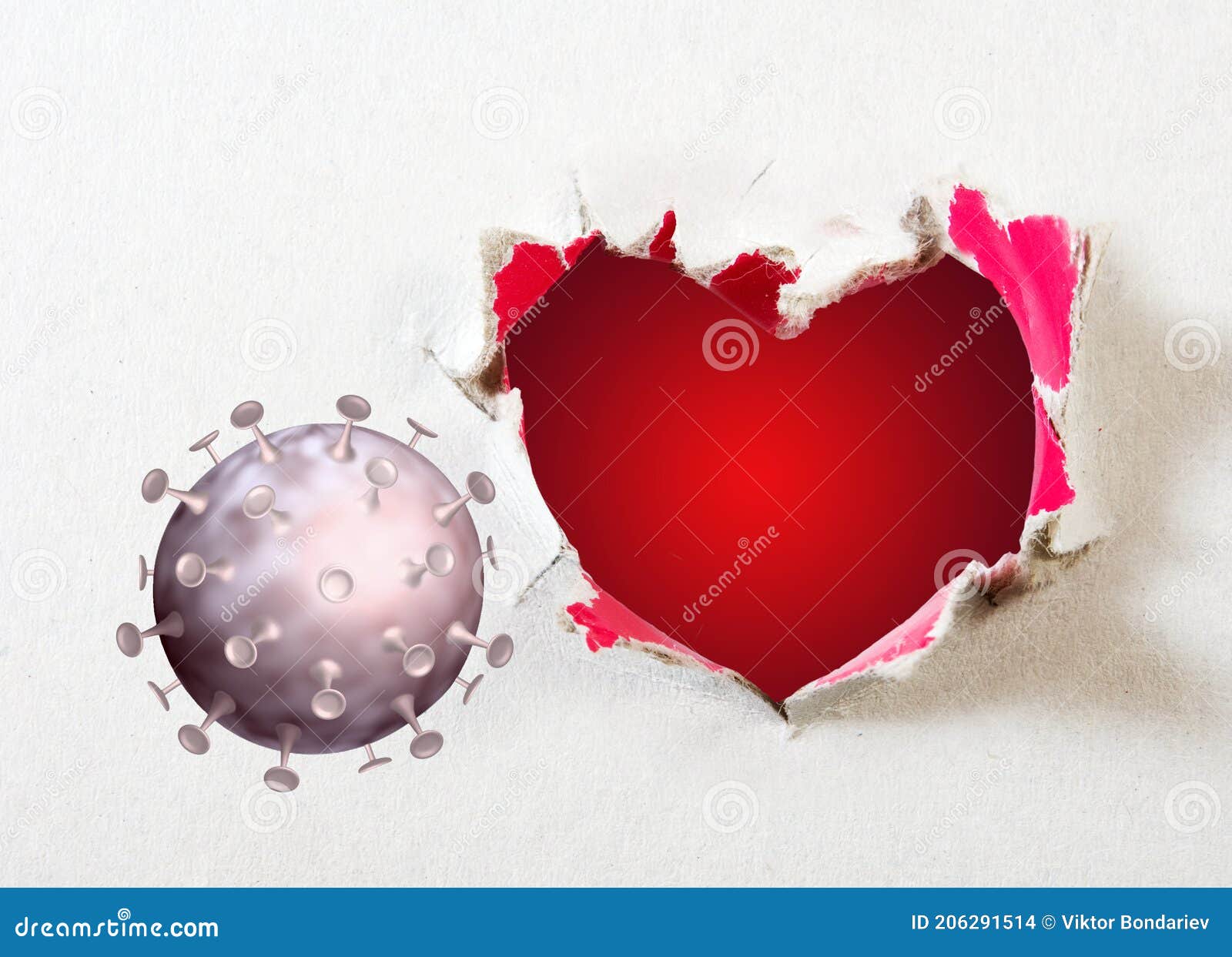 3d-image of the Sovid-19 Virus on the Background of a Hole in the Paper ...