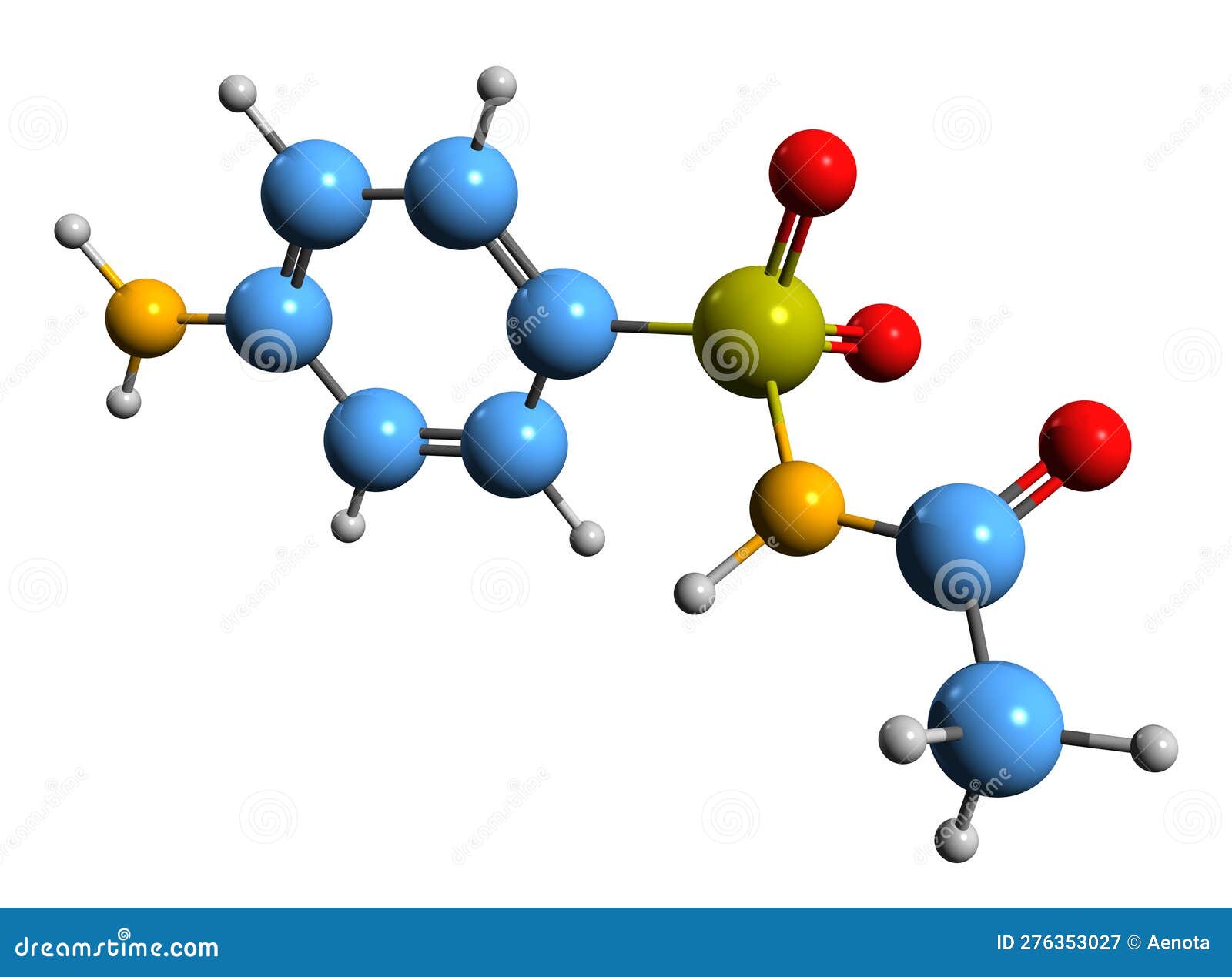 3D Image of Sulfacetamide Skeletal Formula Stock Illustration ...