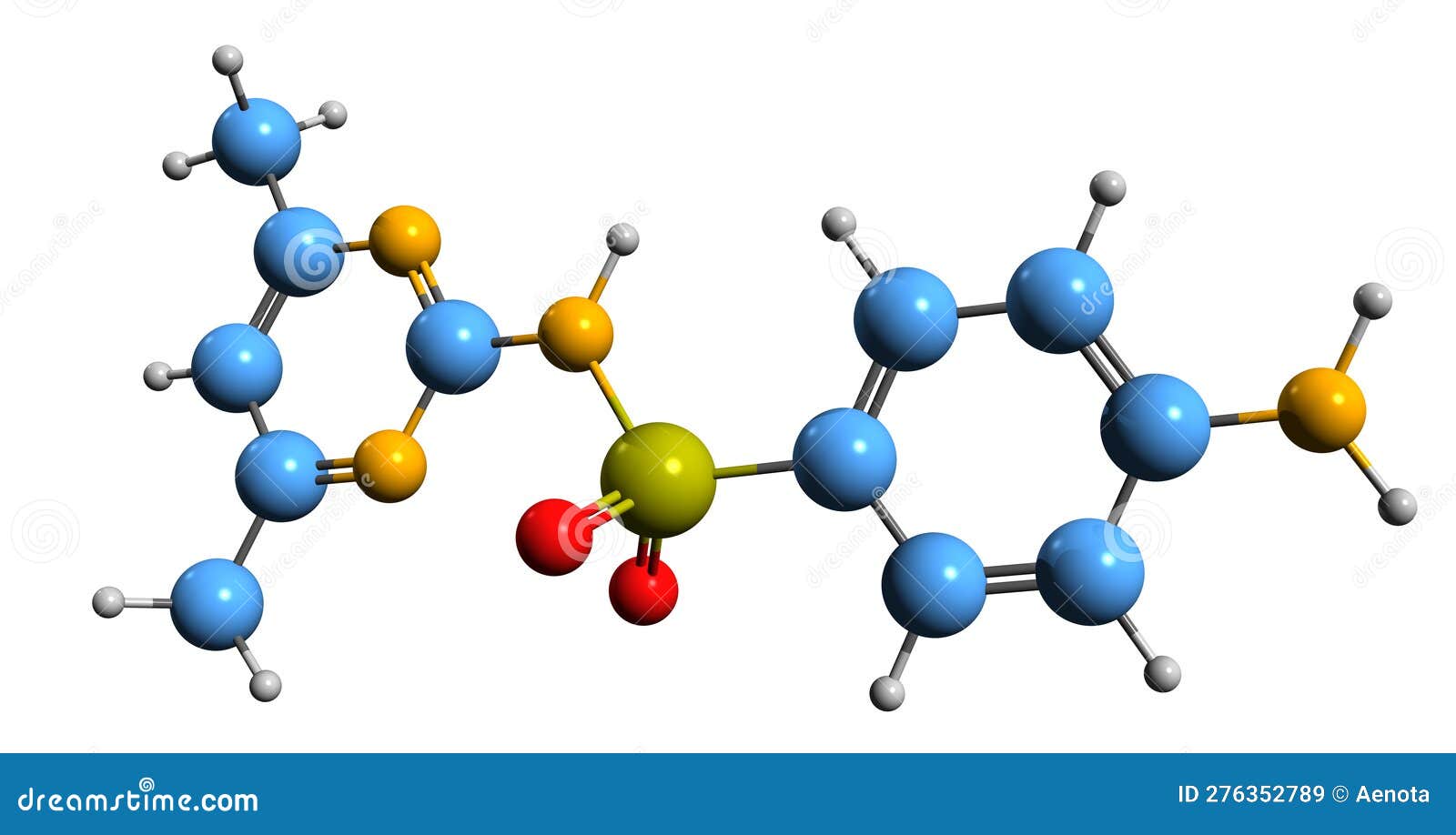 3D Image of Sulfadimidine Skeletal Formula Stock Illustration ...