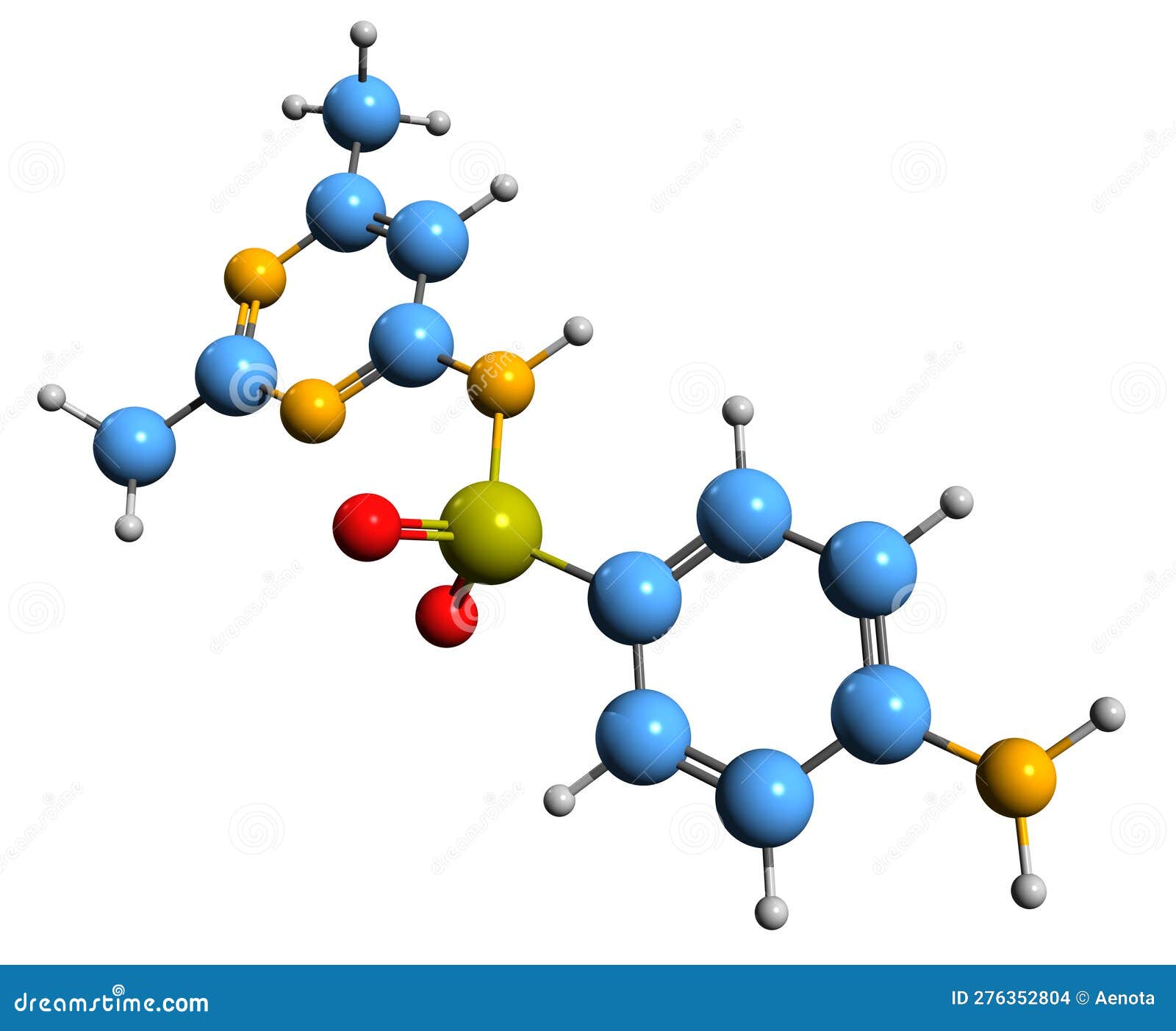 3D Image of Sulfadimidine Skeletal Formula Stock Illustration ...