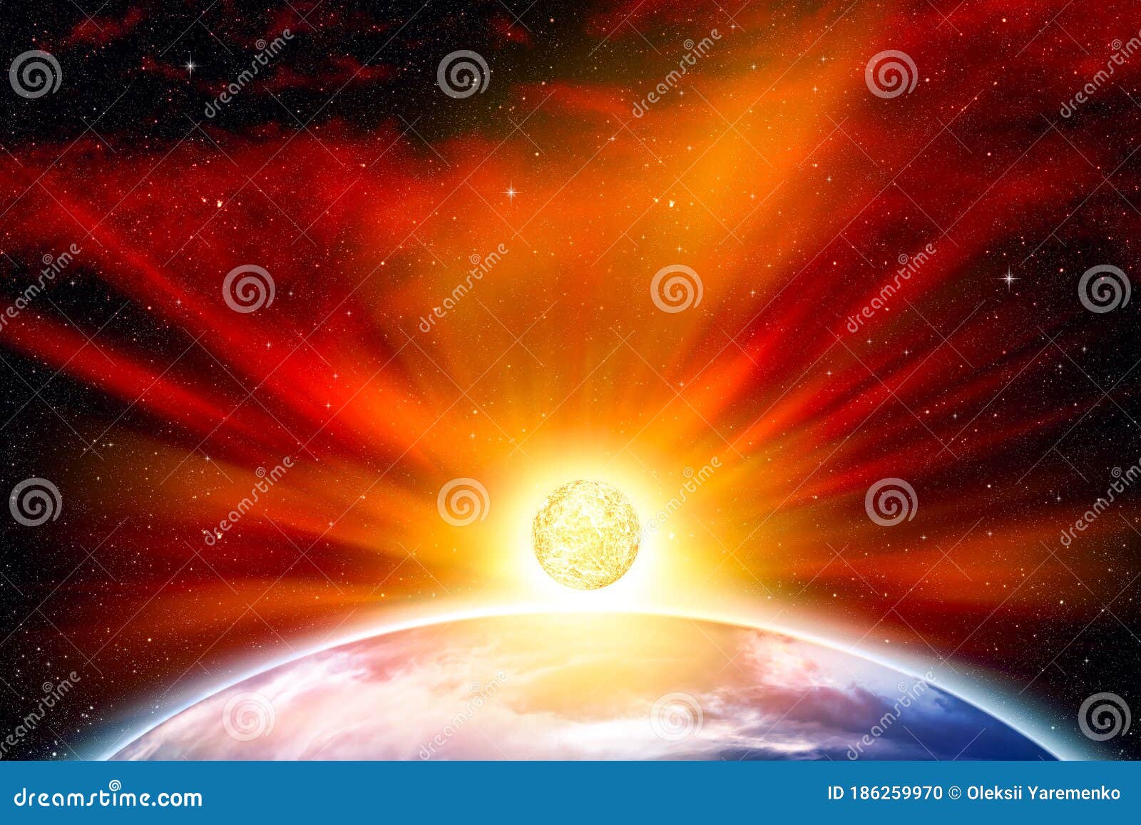Sun in Outer Space, Bright Light of the Star . Stock Illustration ...