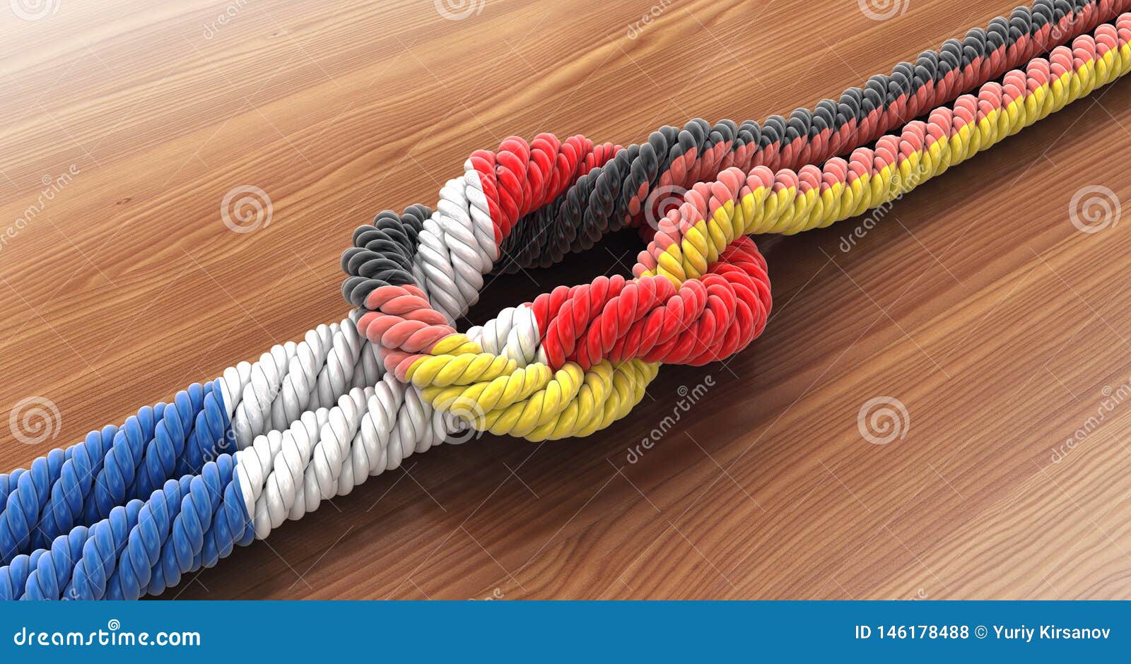 3d Image of Tied Knot with Flags Stock Illustration - Illustration of ...