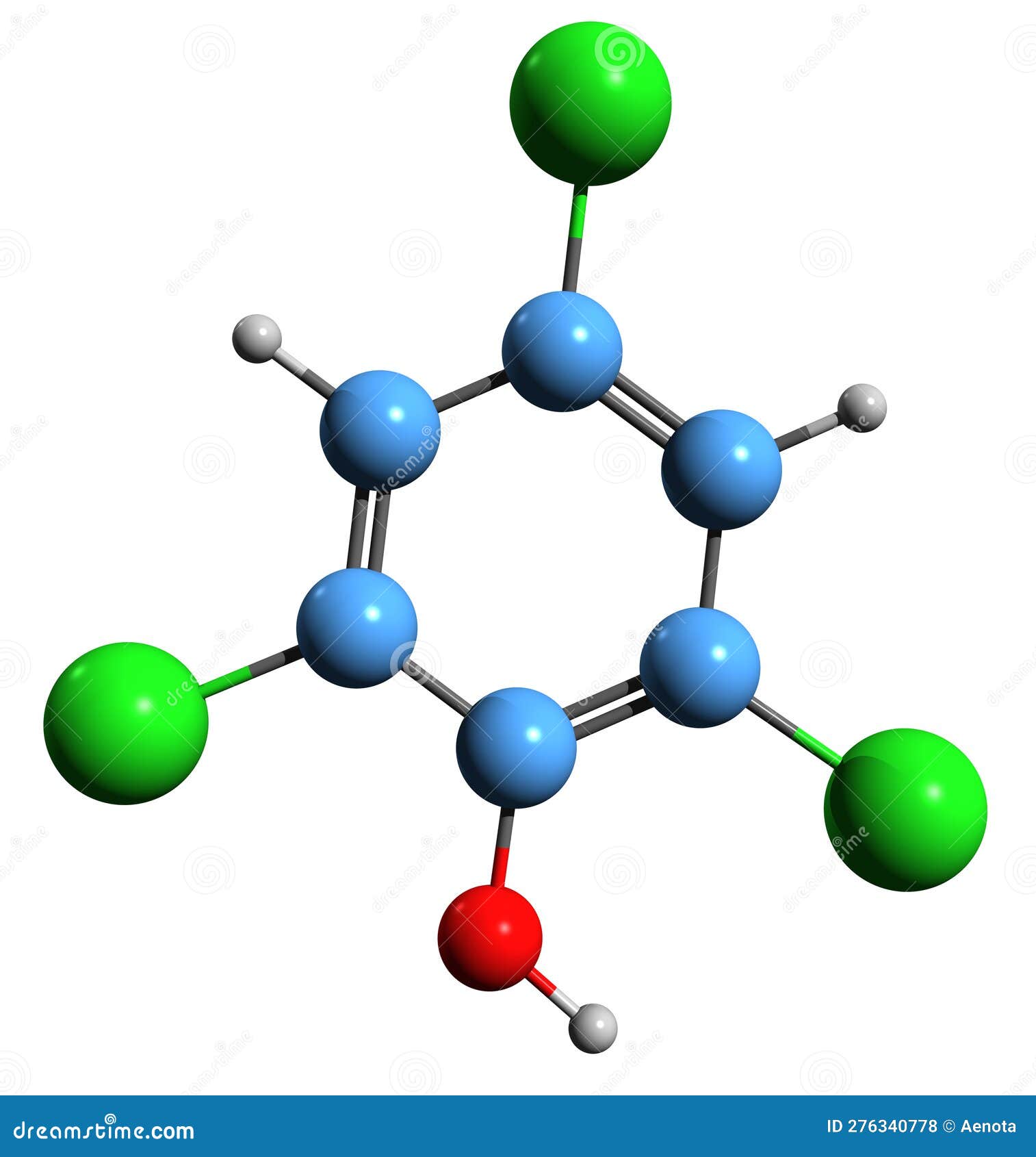 3D Image of Trichlorophenol Skeletal Formula Stock Illustration ...