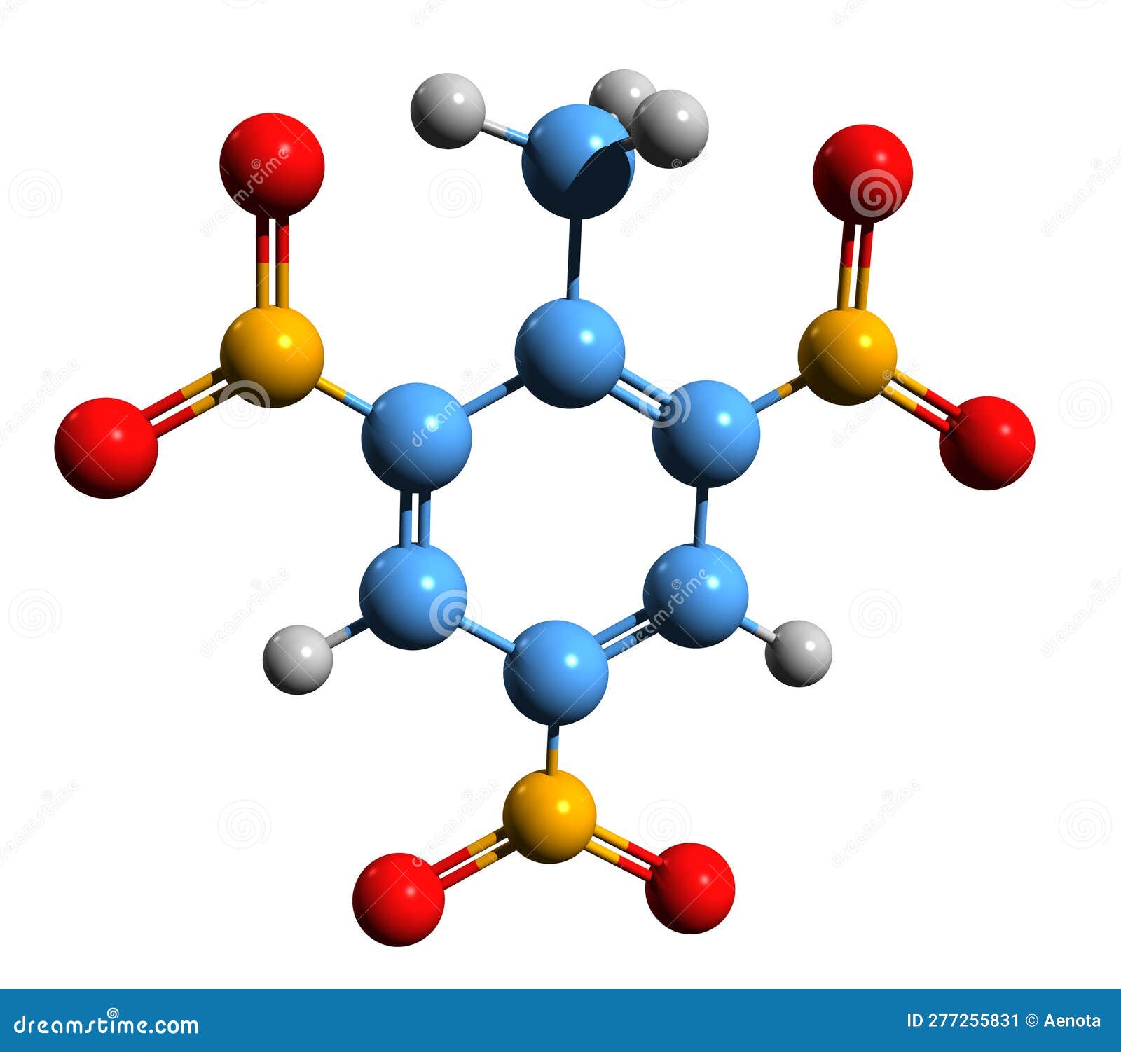 3D Image of Trinitrotoluene Skeletal Formula Stock Illustration ...