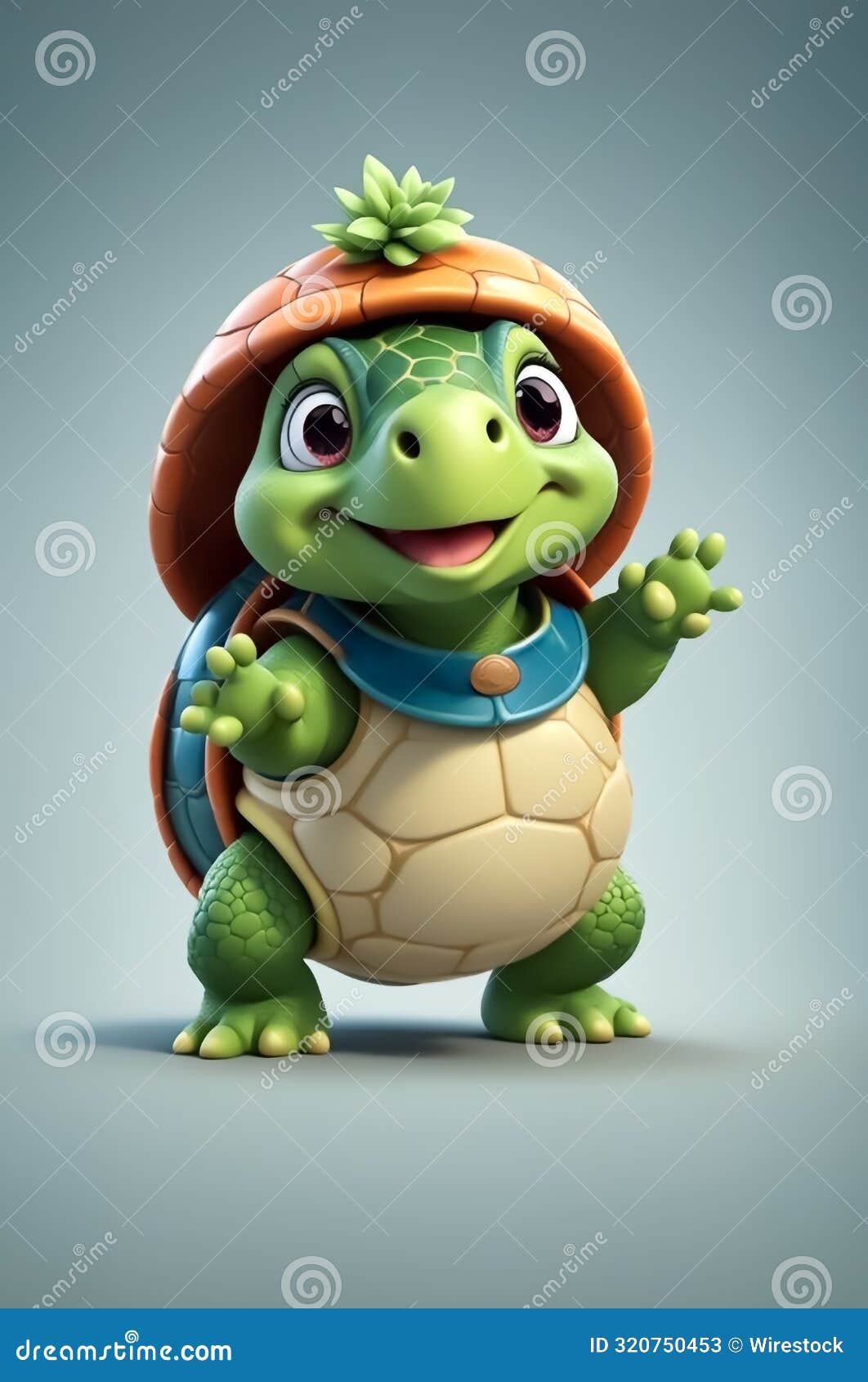 A 3D Image of a Turtle with a Shell Hat on. Stock Illustration ...