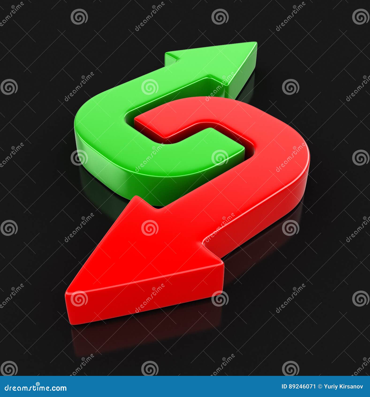 3d image of Two arrows stock illustration. Illustration of confusion ...