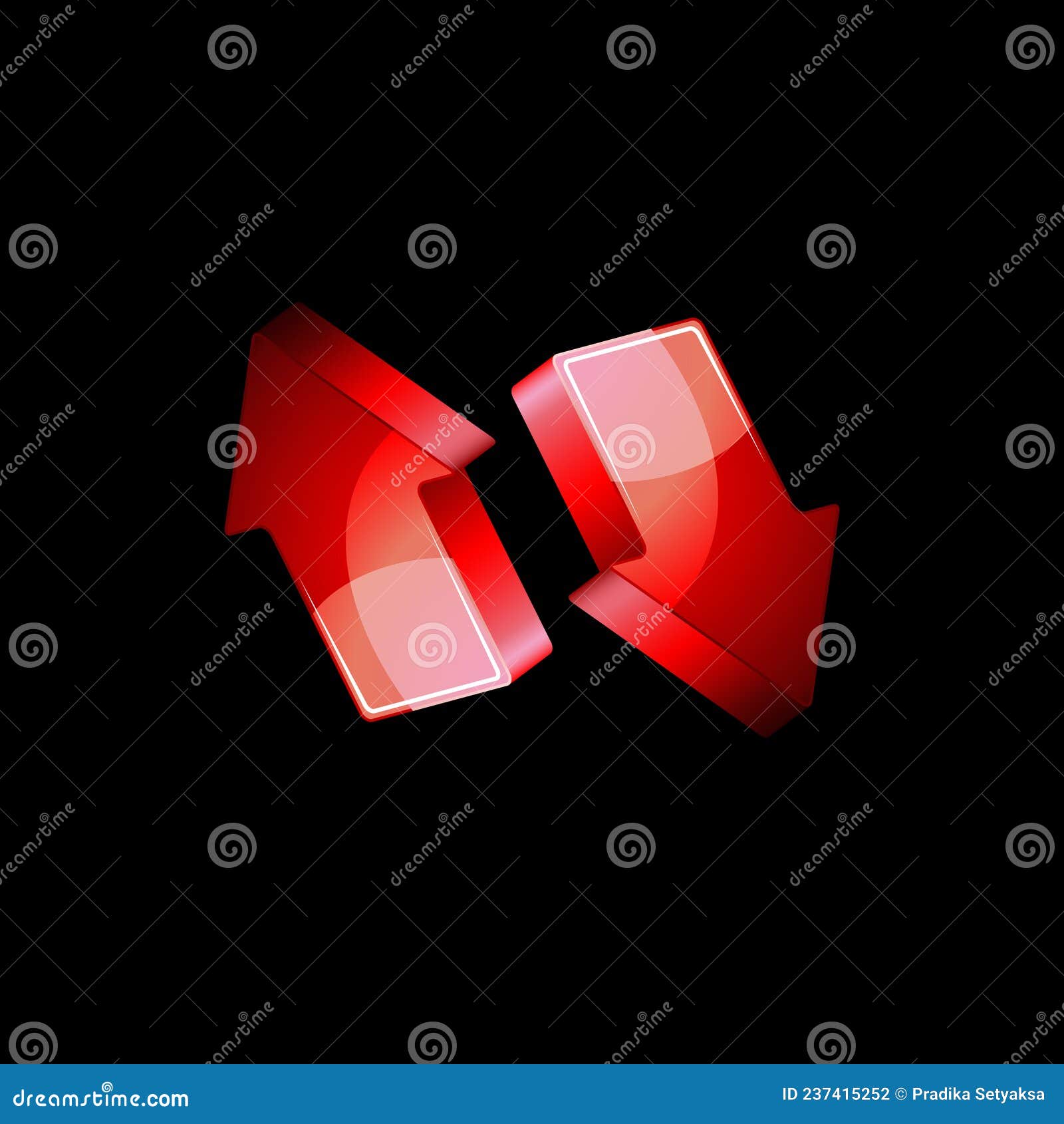 A 3d Image of Two Bright Red Arrow Hea Stock Vector - Illustration of ...