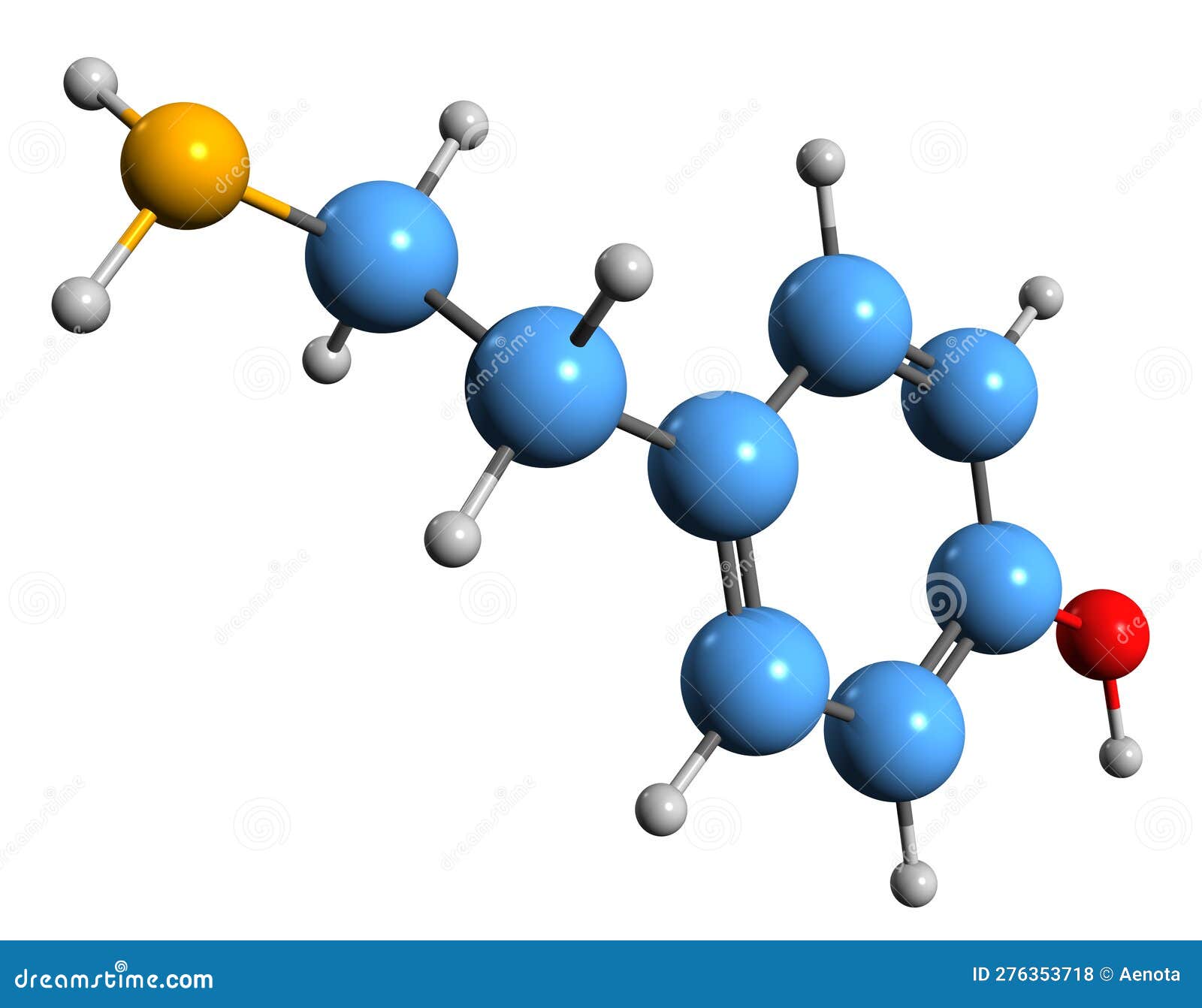 3D Image of Tyramine Skeletal Formula Stock Illustration - Illustration ...
