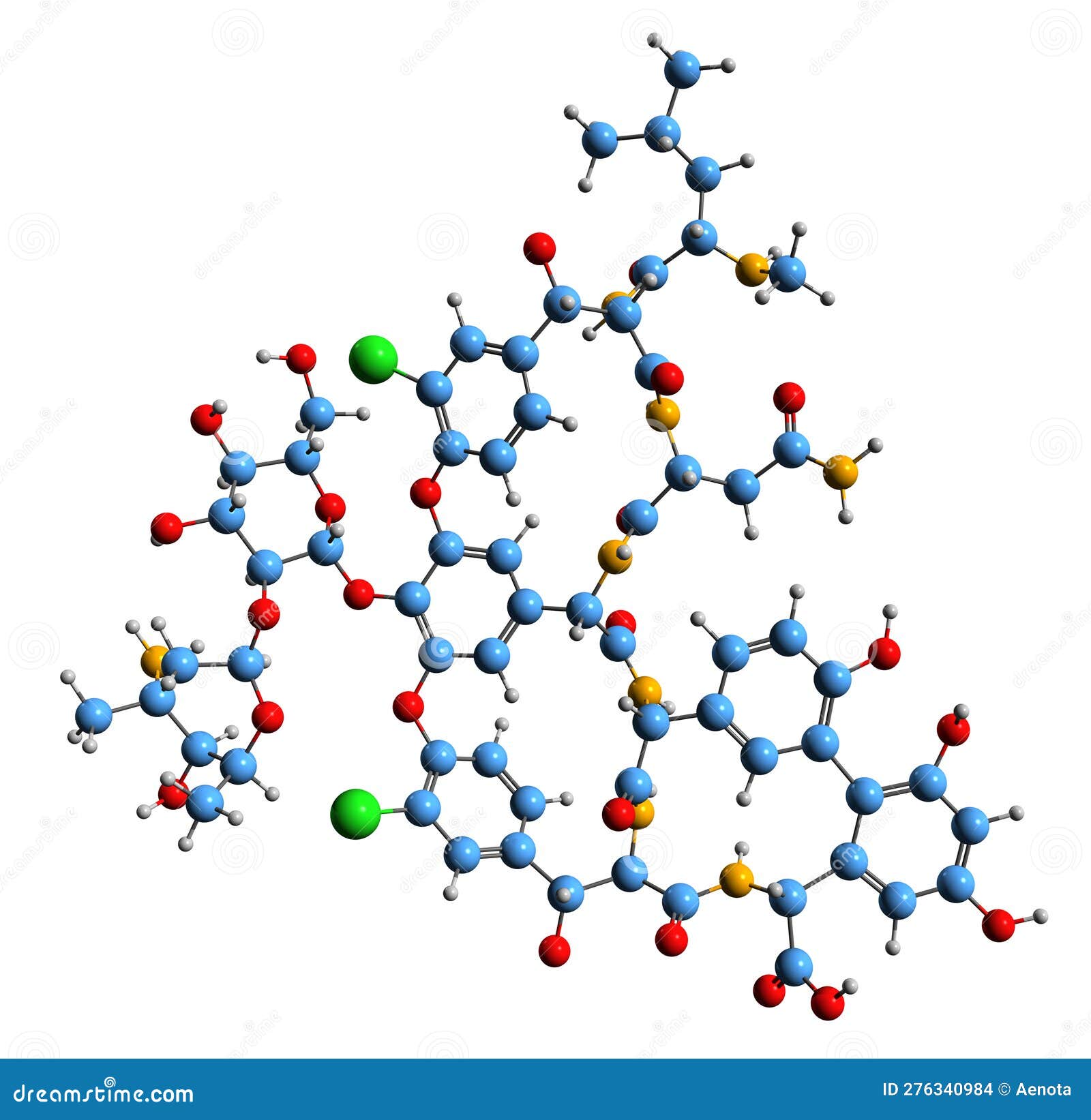 3D Image of Vancomycin Skeletal Formula Stock Illustration ...