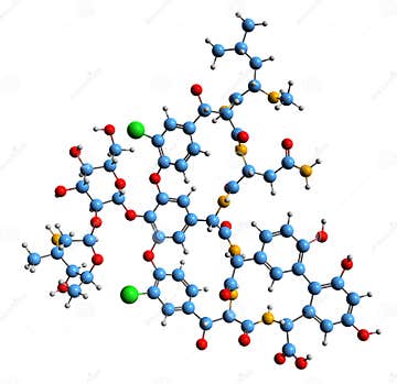 3D Image of Vancomycin Skeletal Formula Stock Illustration ...